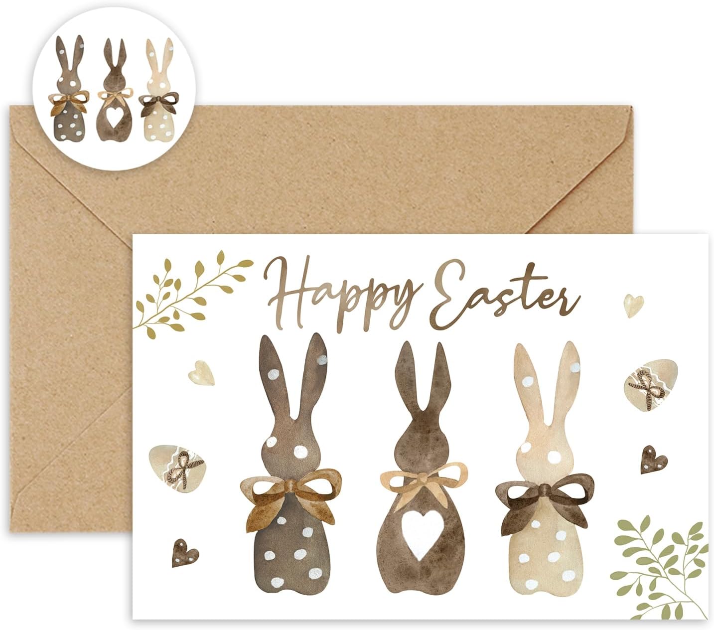 Amazon.com : Whaline 24 Packs Happy Easter Greeting Cards Pink Bow ...