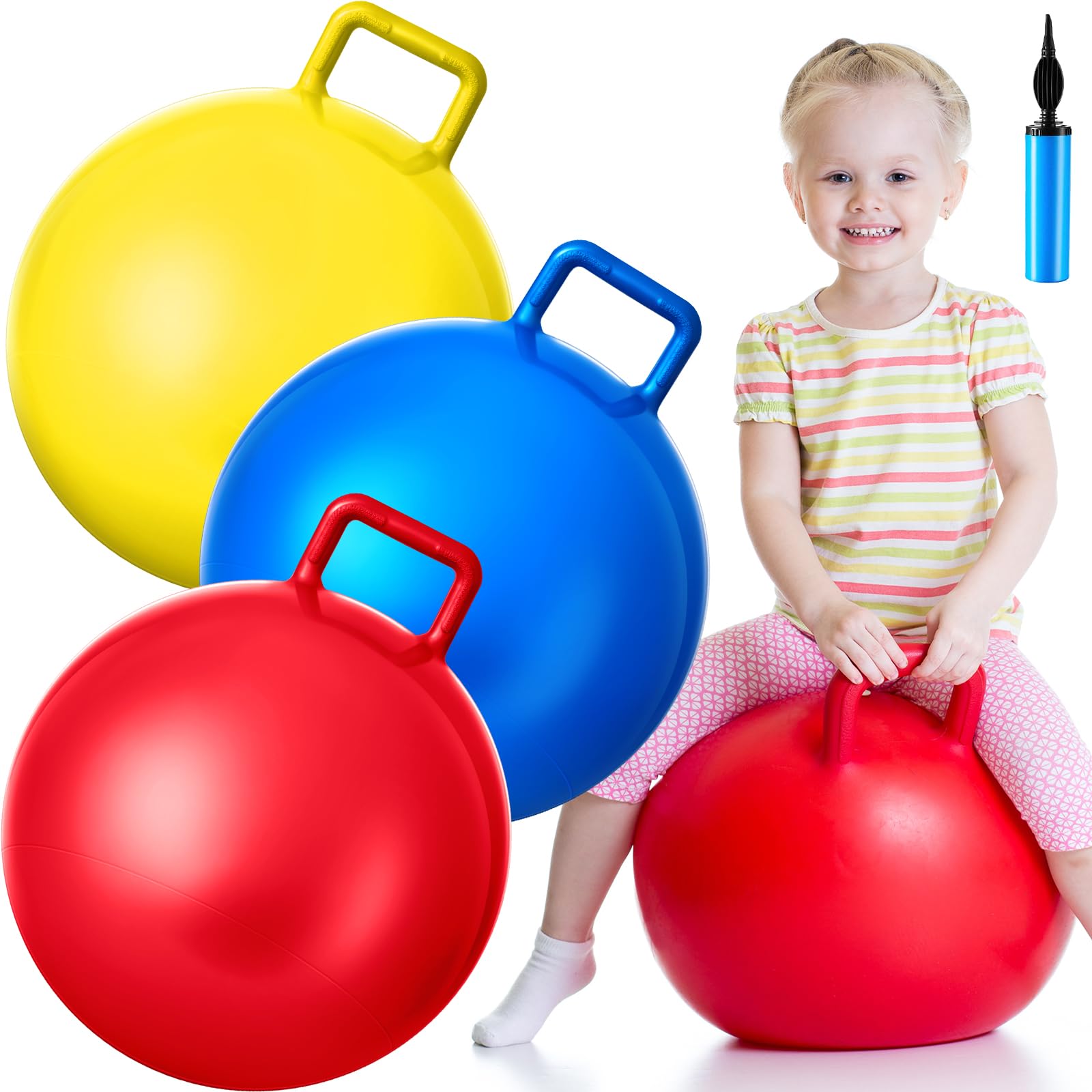 Amazon.com: Lewtemi 3 Pcs 15 Inch Bouncing Ball with Handle, Outdoors ...