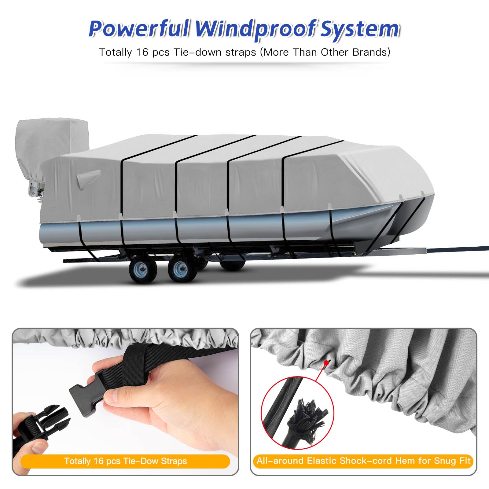 Snapklik.com : Fuprosico 1200D Heavy Duty Pontoon Boat Cover