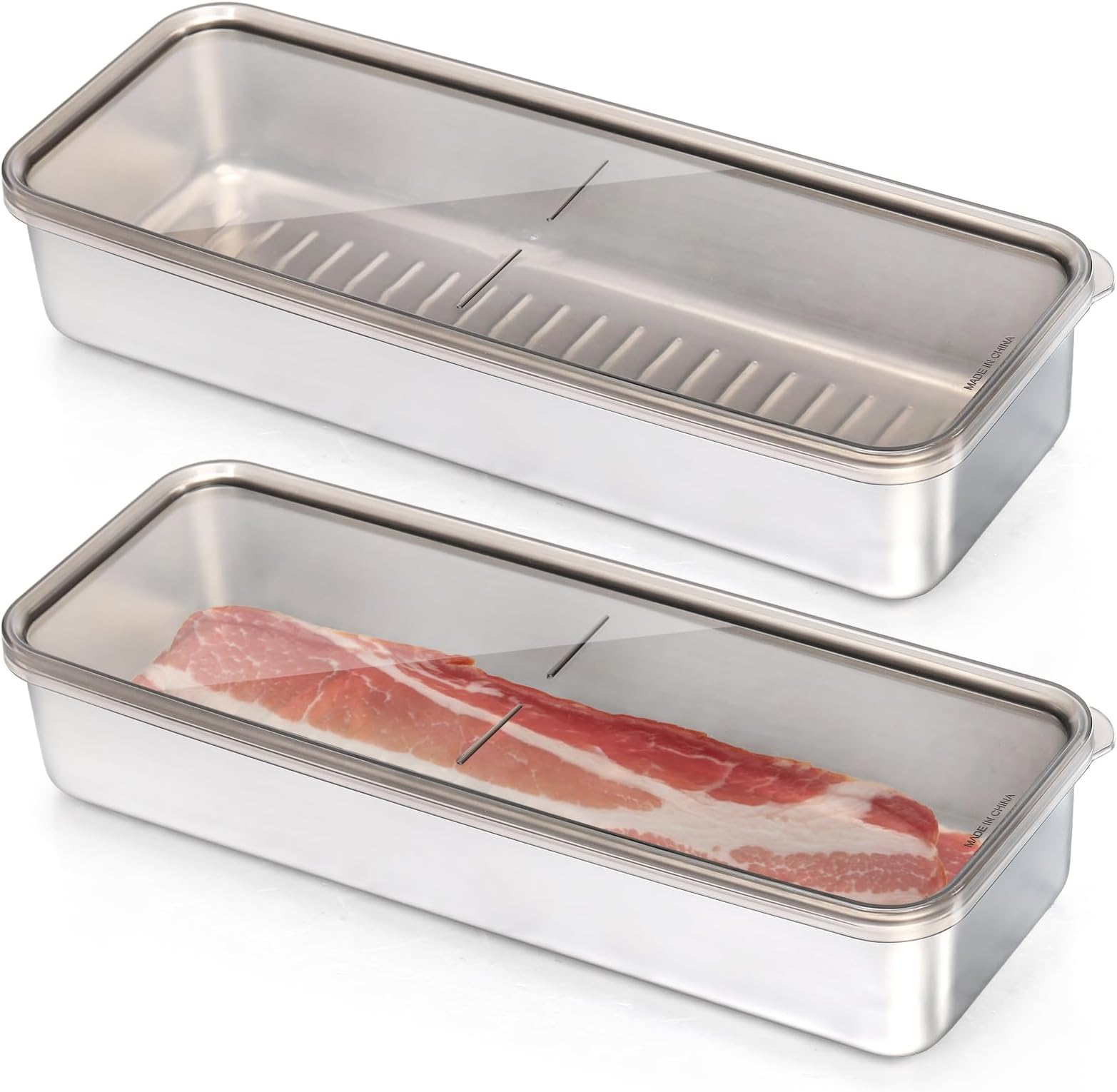 Amazon.com: Plastic Storage Container for 2lbs Cooked or Uncooked Bacon ...