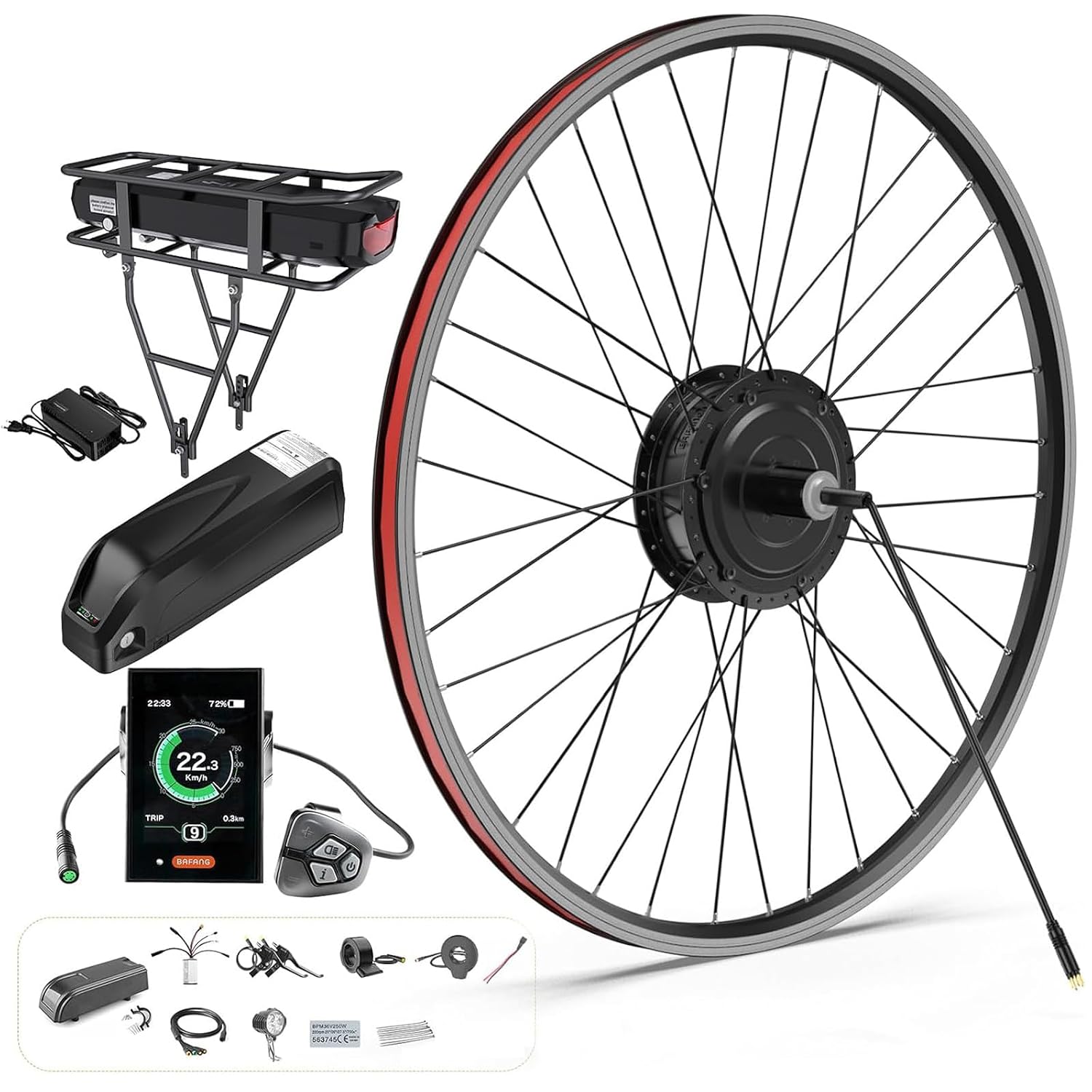 BAFANG G020 G0900 Ebike Conversion Kit - 48V 500W 750W Rear Hub Motor ...