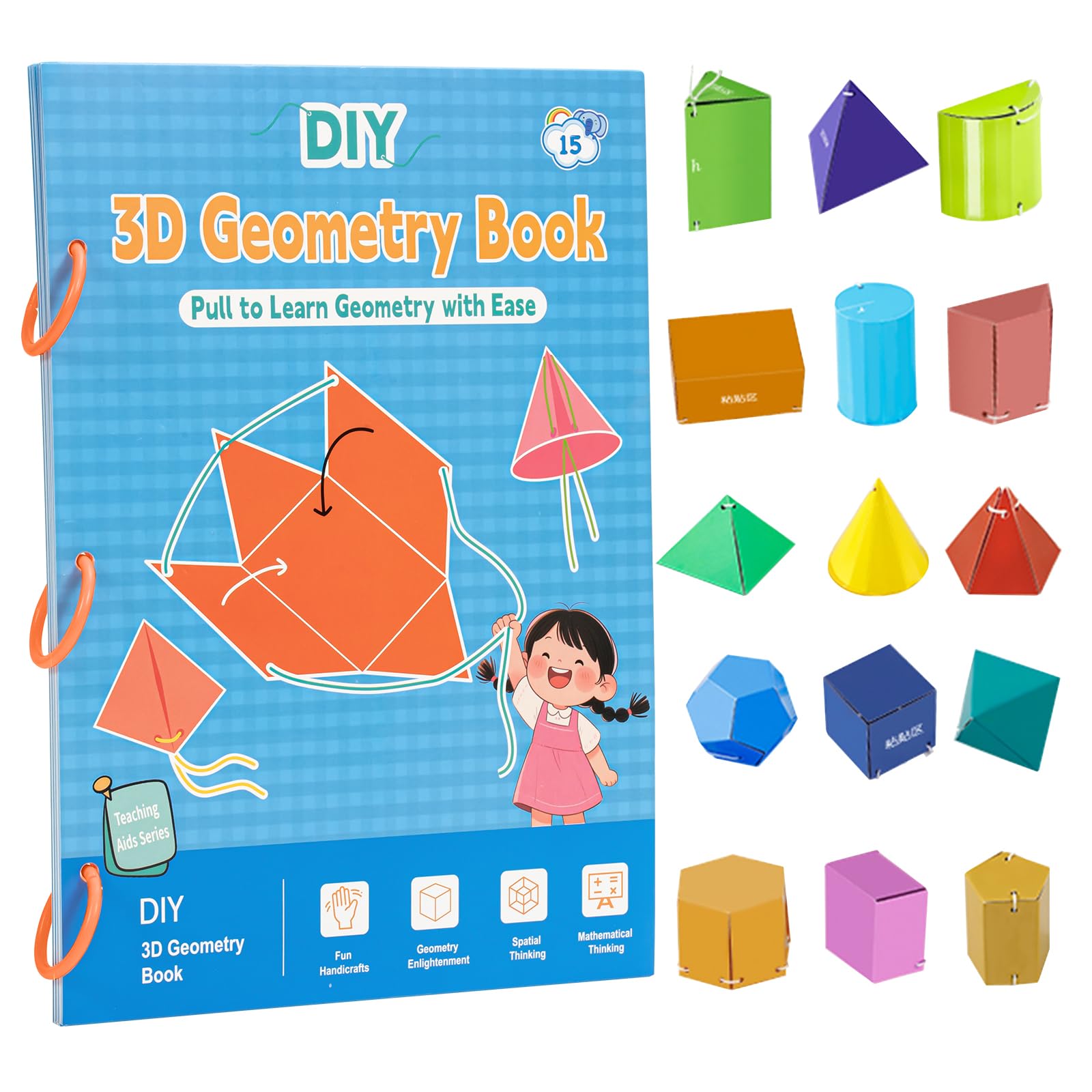Interactive Math Learning Kit For Kids Geometry Set Pull String ...