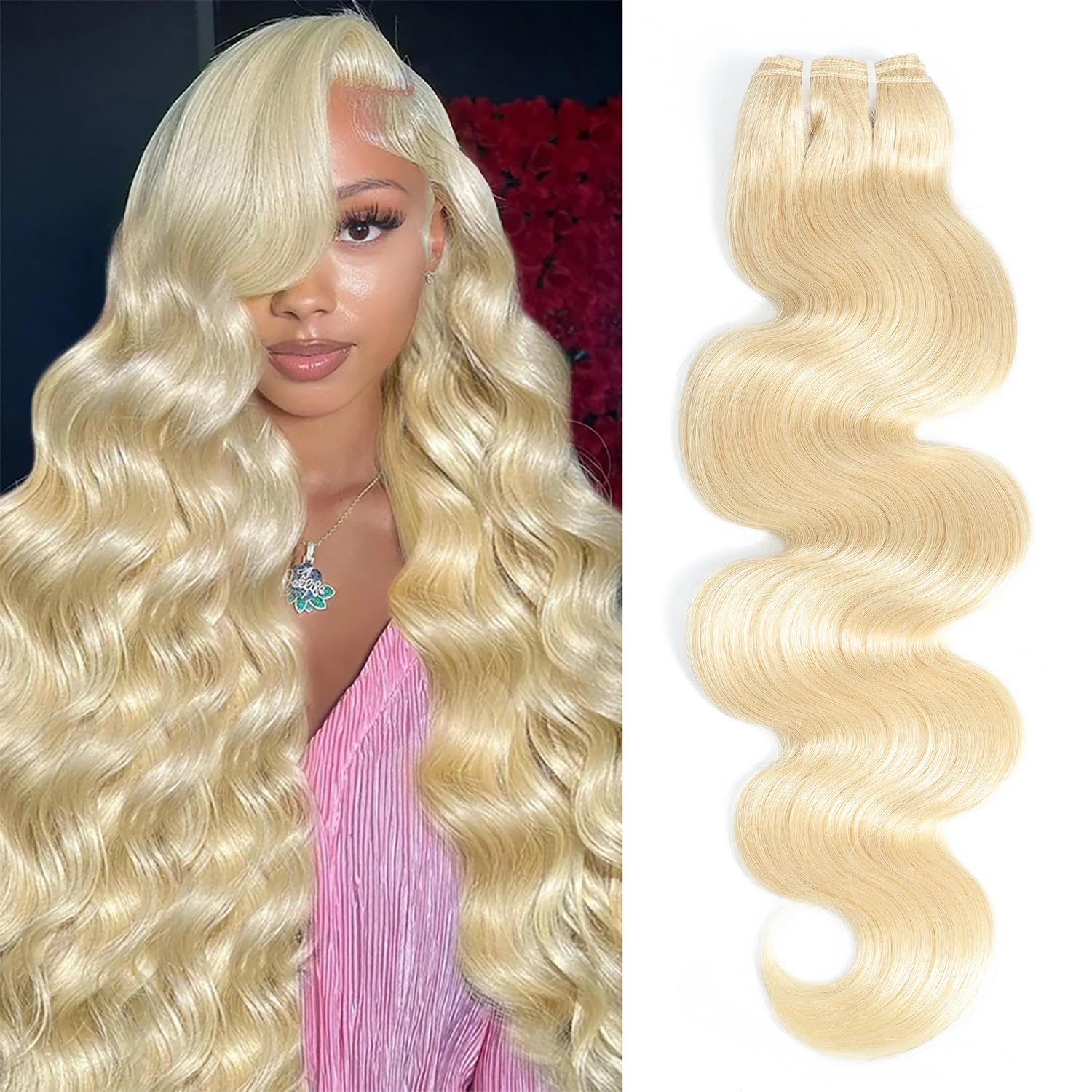 Amazon.com : 613 Bundles Blonde Human Hair Body Wave Single Bundle 24 ...