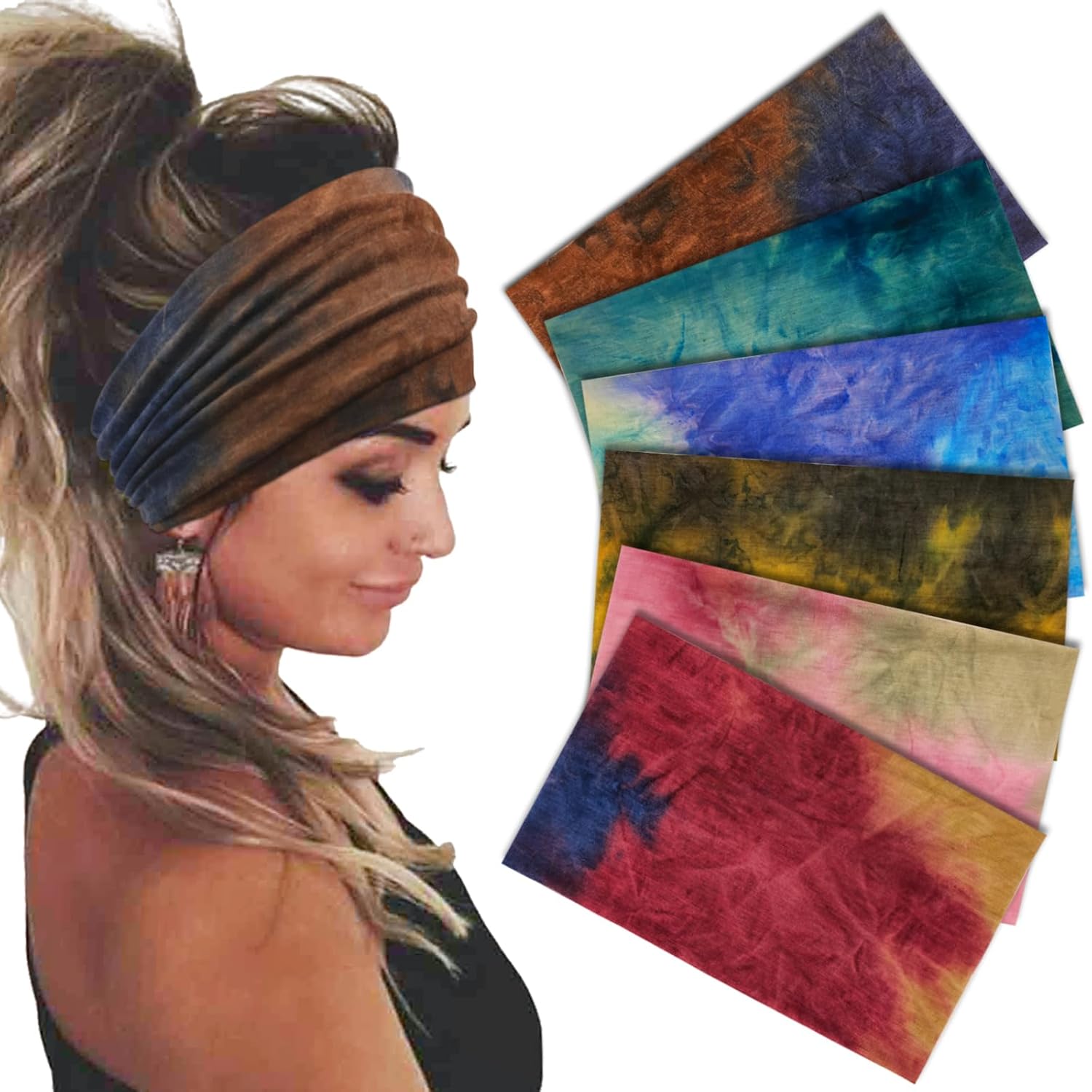 Amazon.com : Sefiinh Wide Headbands For Women Stretch Headband Boho ...