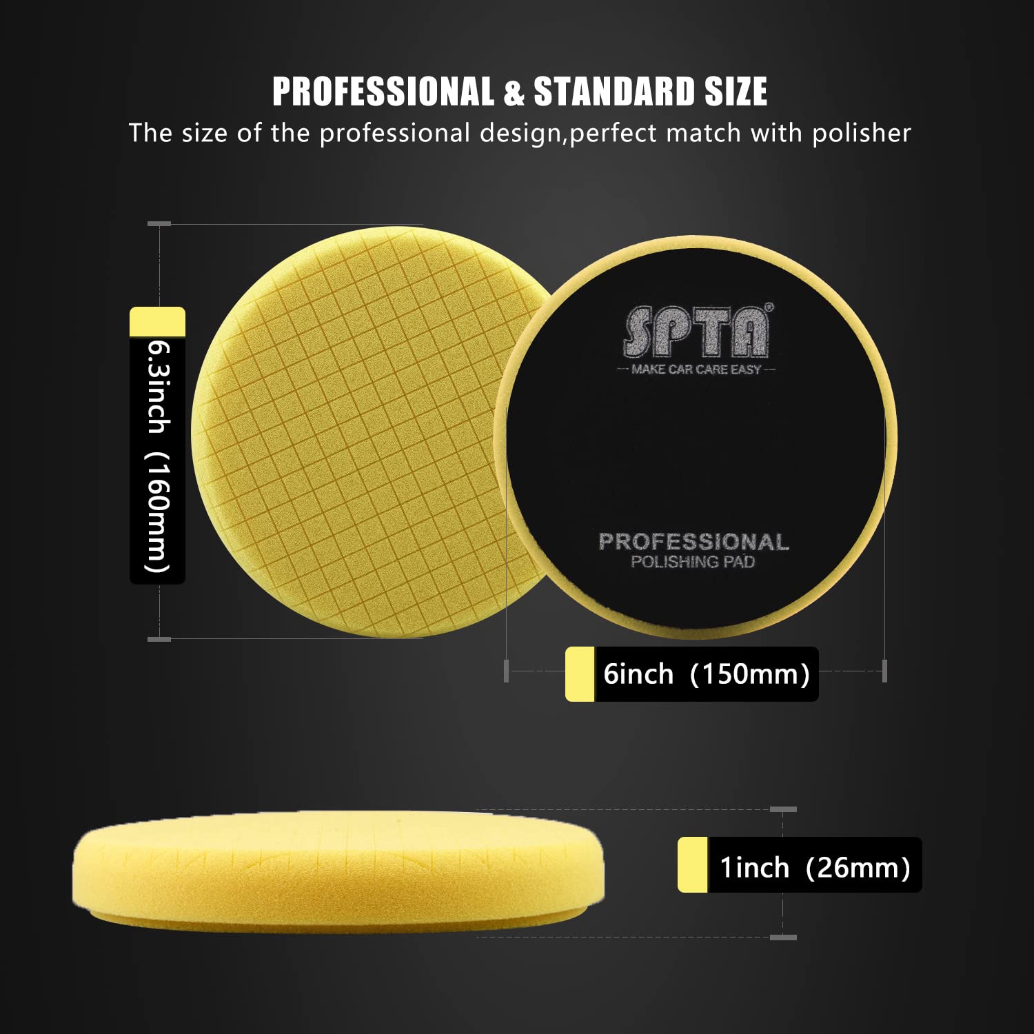 Snapklik.com : Yellow Medium Cut Pad, Buffing Polishing Pads, 3Pcs 6.5 ...