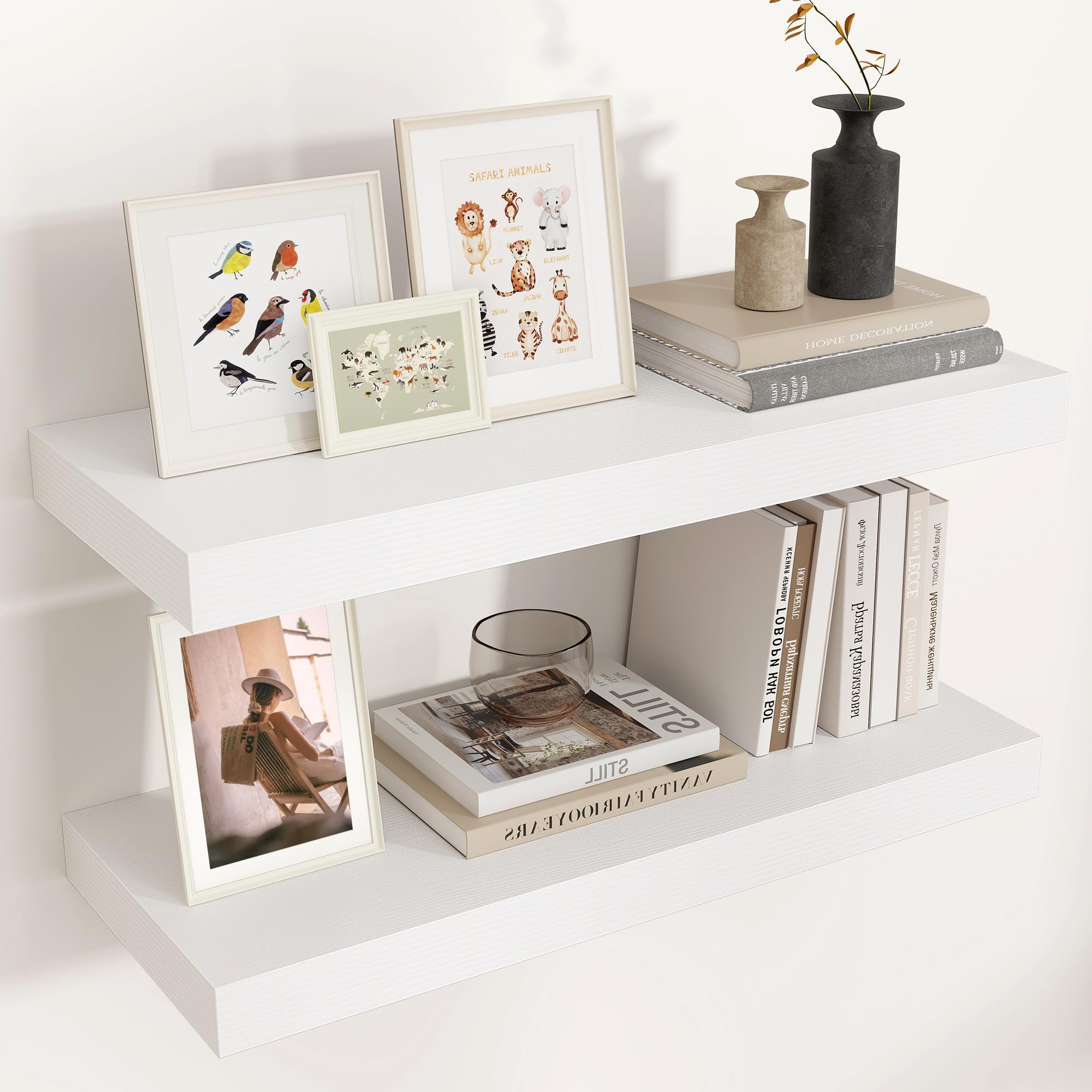 Amazon.com: Venusmiles Floating Shelves for Wall, 2 Large Wall Mounted ...