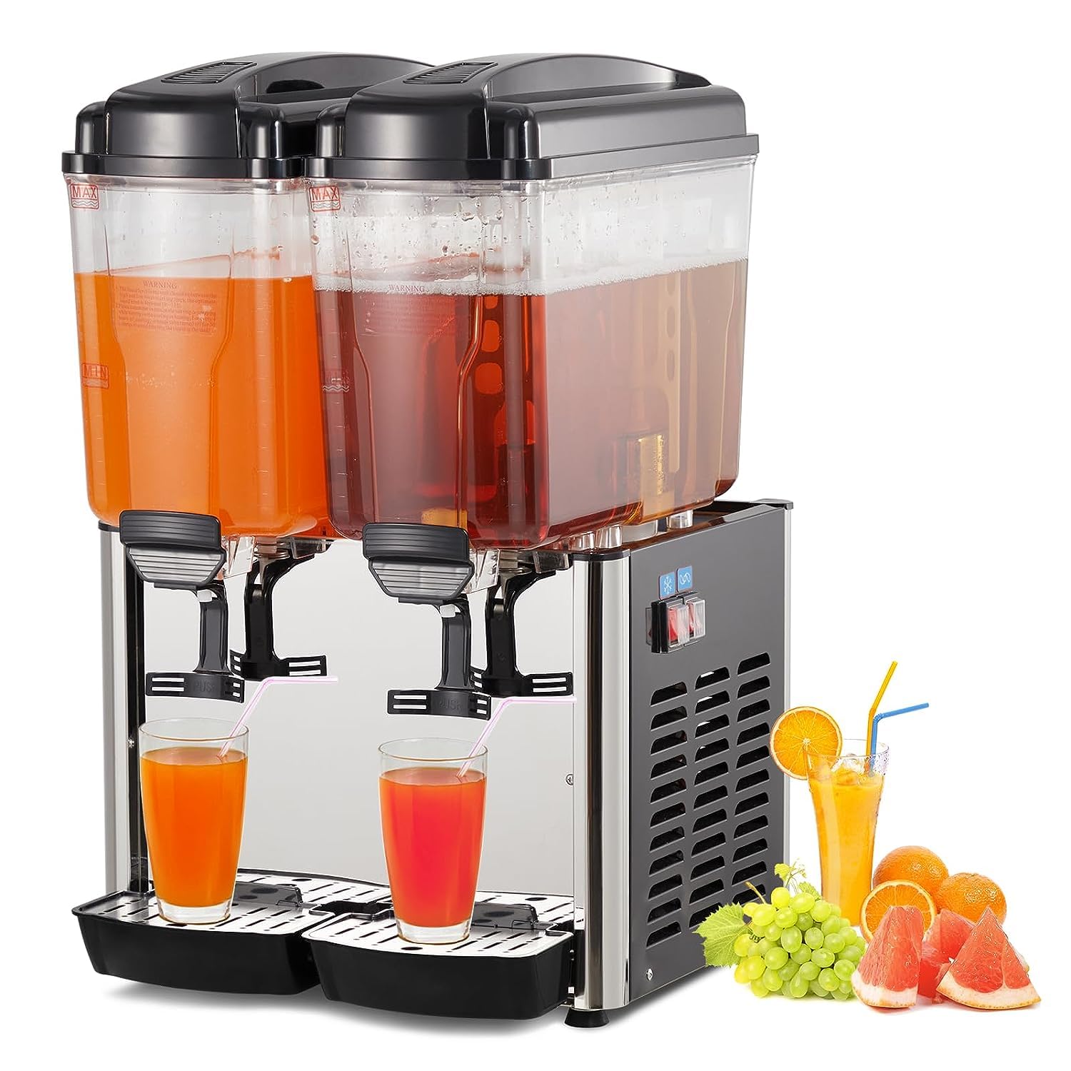 Snapklik.com : OMTech Commercial Beverage Dispenser - 2 4.8 Gal 2 Tanks ...