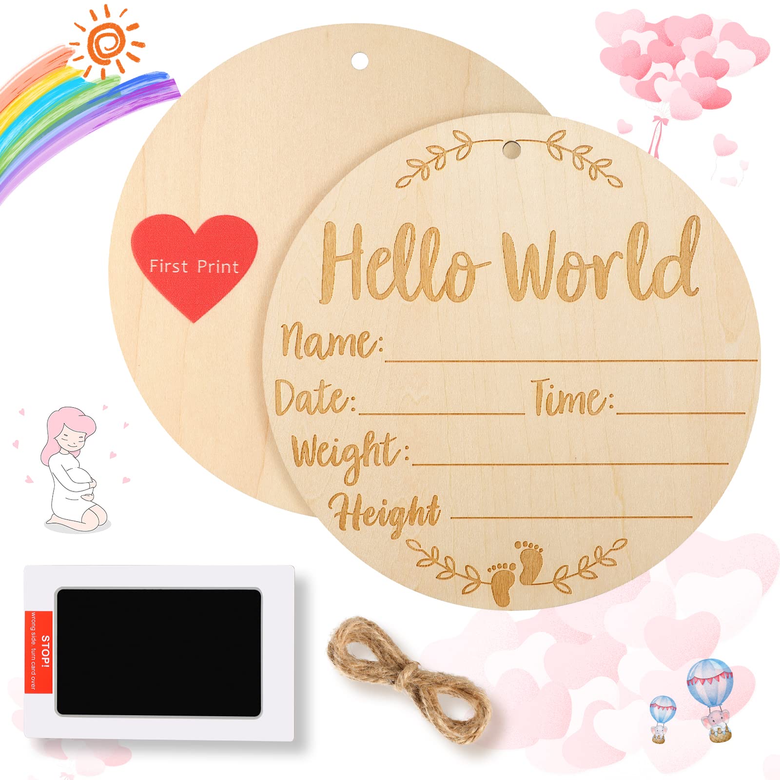 Buy Hello World Newborn Sign, Baby Announcement Sign, Baby Birth ...