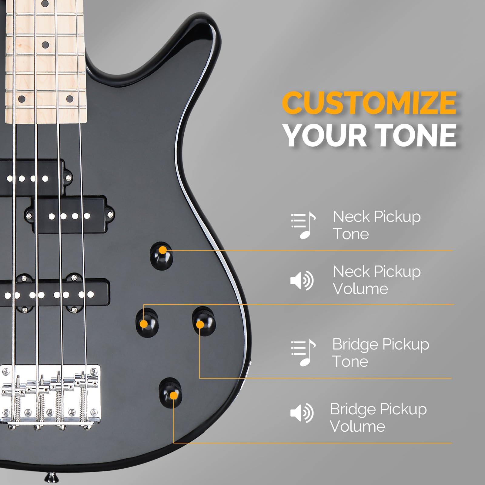 Snapklik.com : GLARRY Electric Bass Guitar Beginner Kit, 4 String Full ...