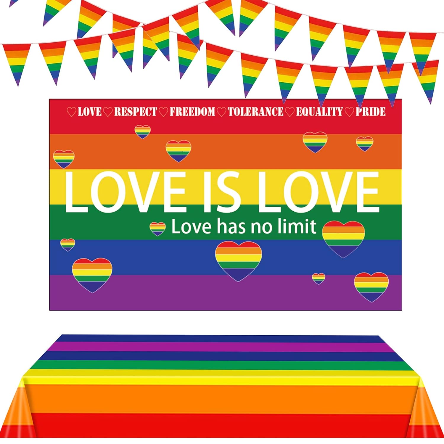 Rainbow Gay Pride Party Decoration Set Rainbow Table Cloth with Pride ...