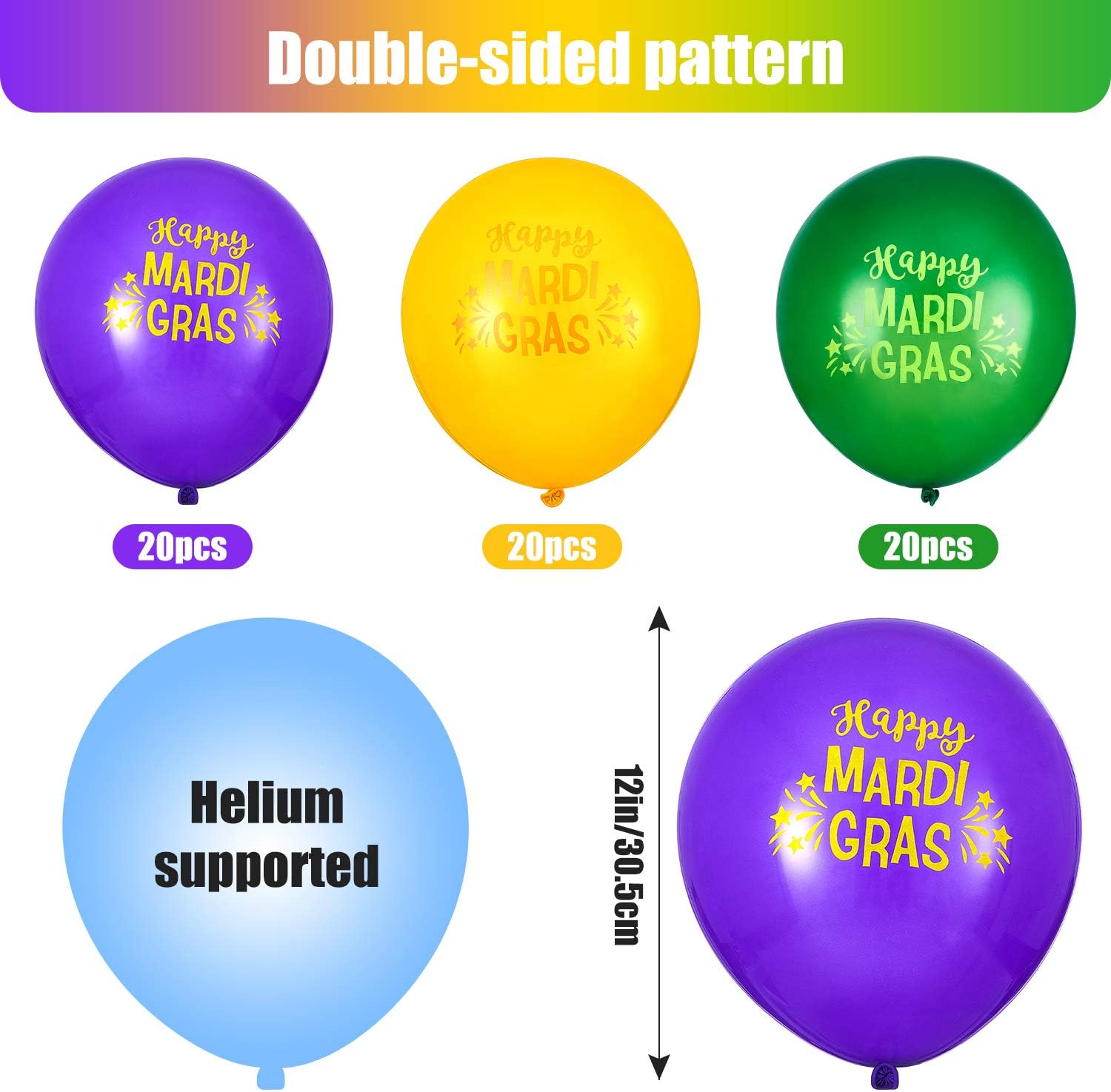 60 globos de látex para carnaval de Mardi Gras, para cumpleaños, baby ...