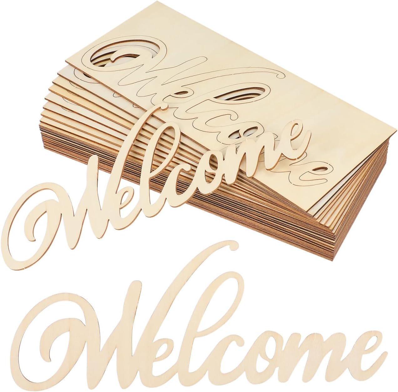 Amazon.com: iplusmile 20Pcs Wooden Welcome Sign Wall Decor, Wood Cutout ...
