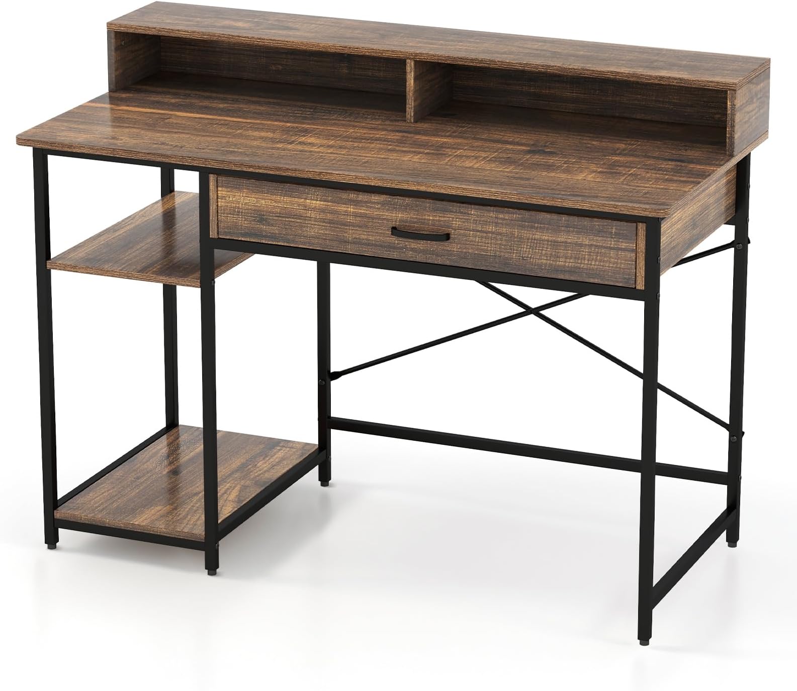 COSTWAY Computer Desk, Wooden Study Table Writing Workstation with ...