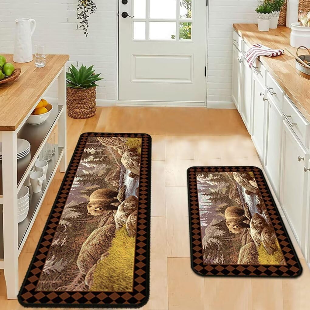 Amazon.com: Soyalie Retro Wildlife Jungle Pattern Rugs Non-Slip Bear ...