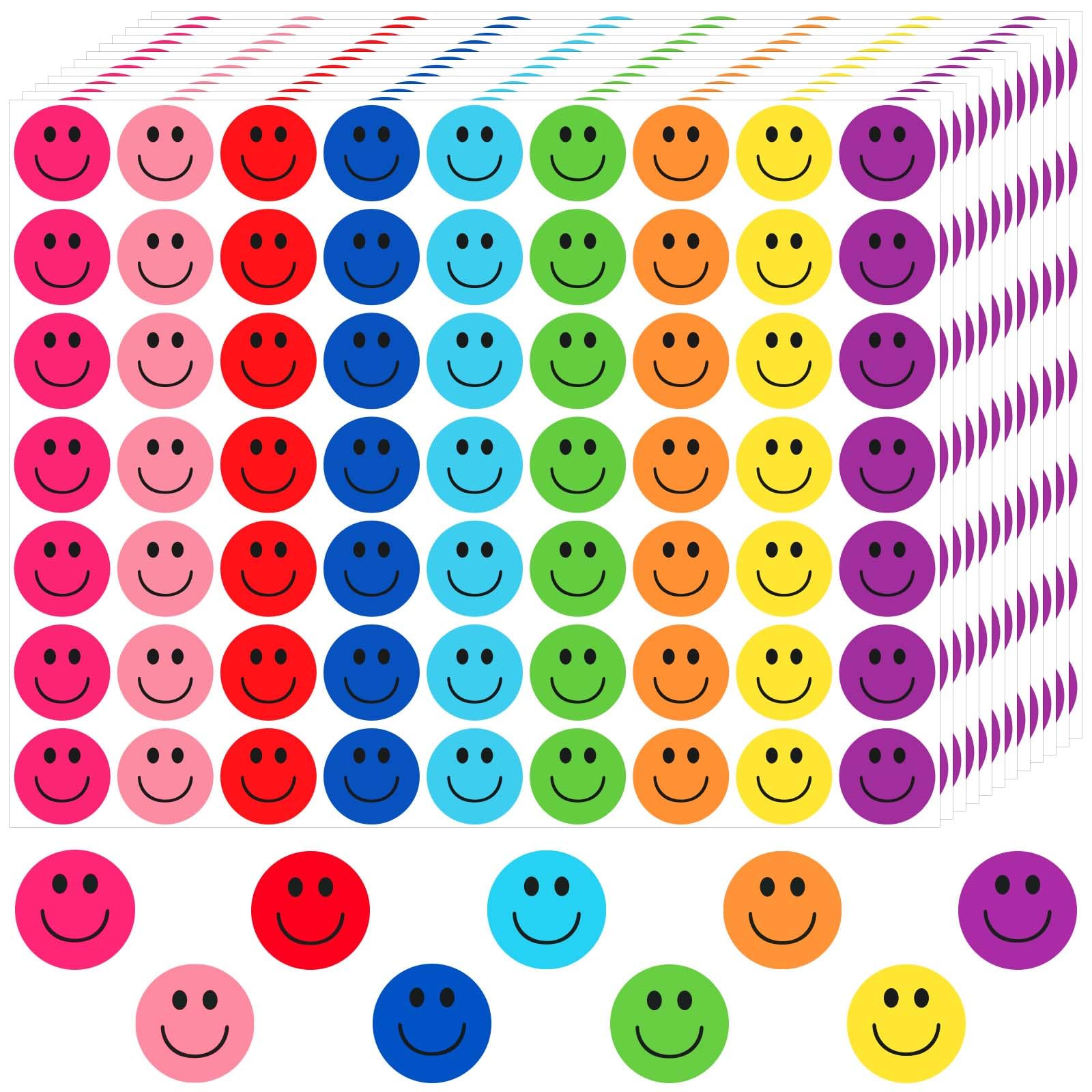 Snapklik.com : Happy Smile Face Stickers, 1 Inch Large Happy Face Decal ...