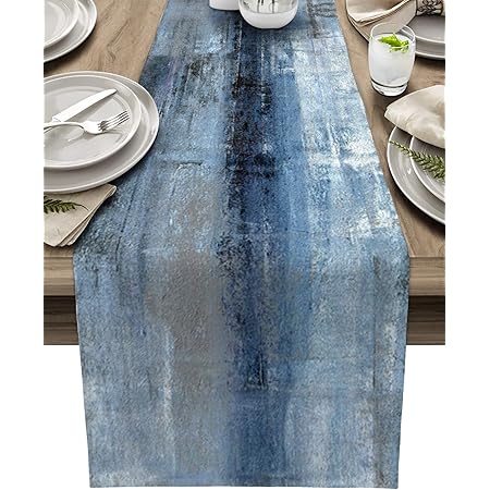 Amazon.com: Marble Table Runner-Cotton linen-Long 90 inche White Gray ...