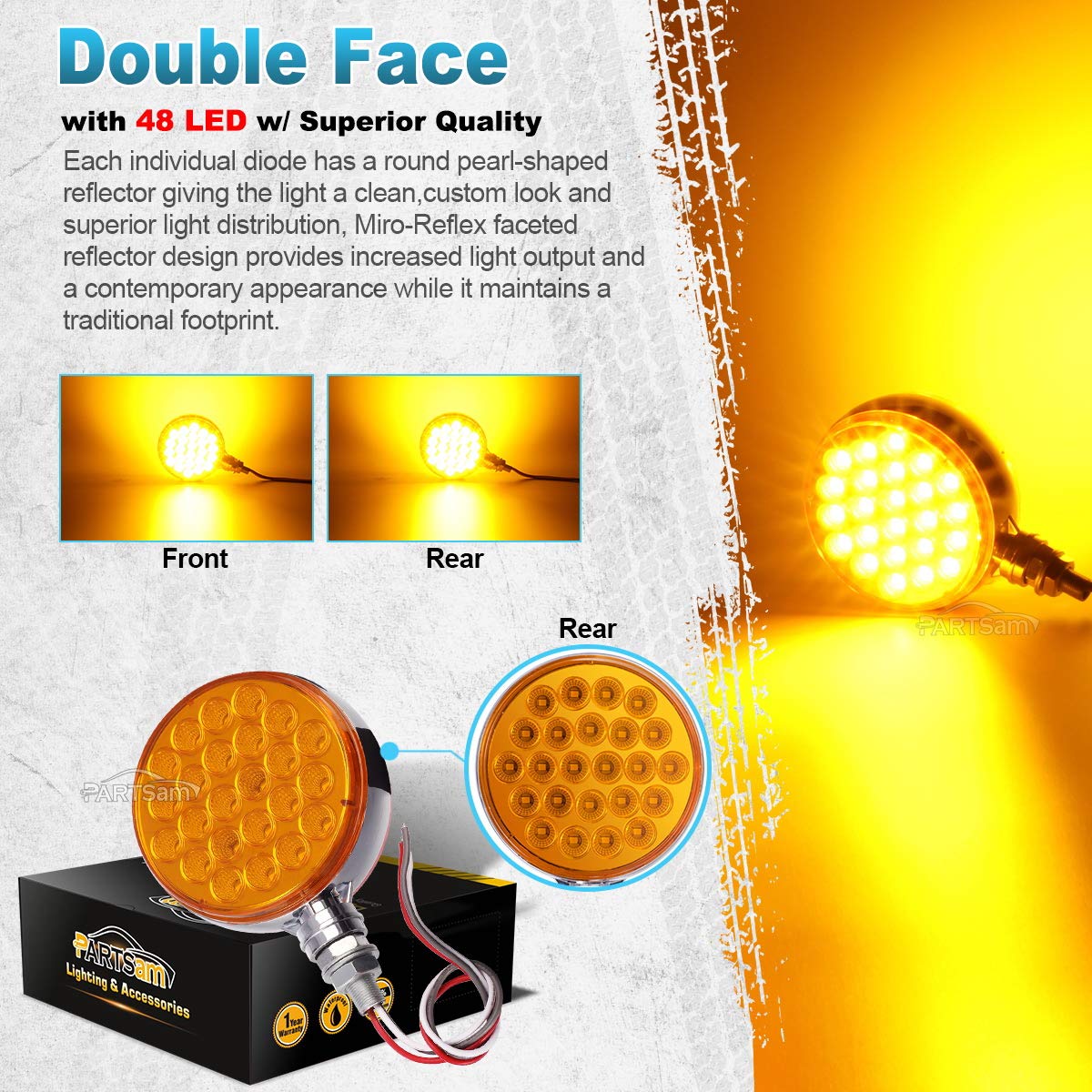 Star Lights For Car 2Pcs Double Face Round LED Pedestal Lights Fender ...