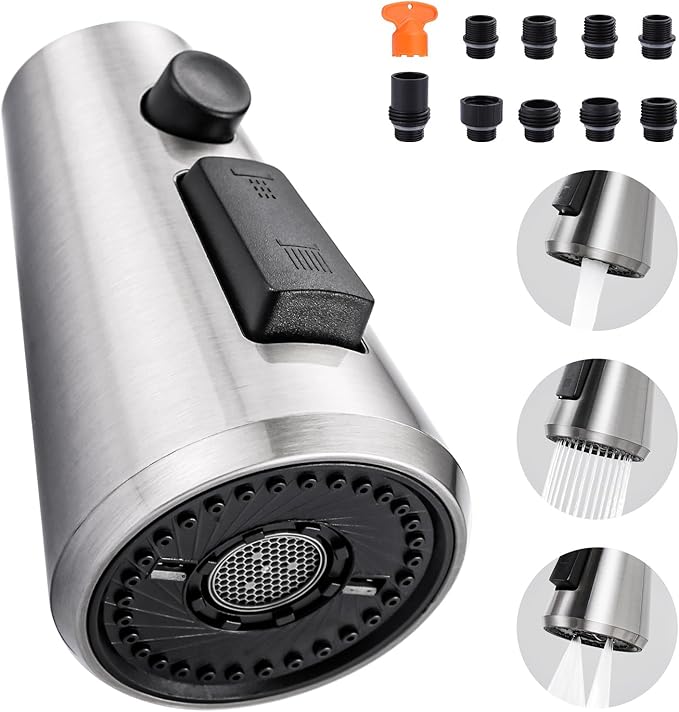 Amazon.com: ALEASHA Pull Down Spray Head for Kitchen Faucet,3-Function ...