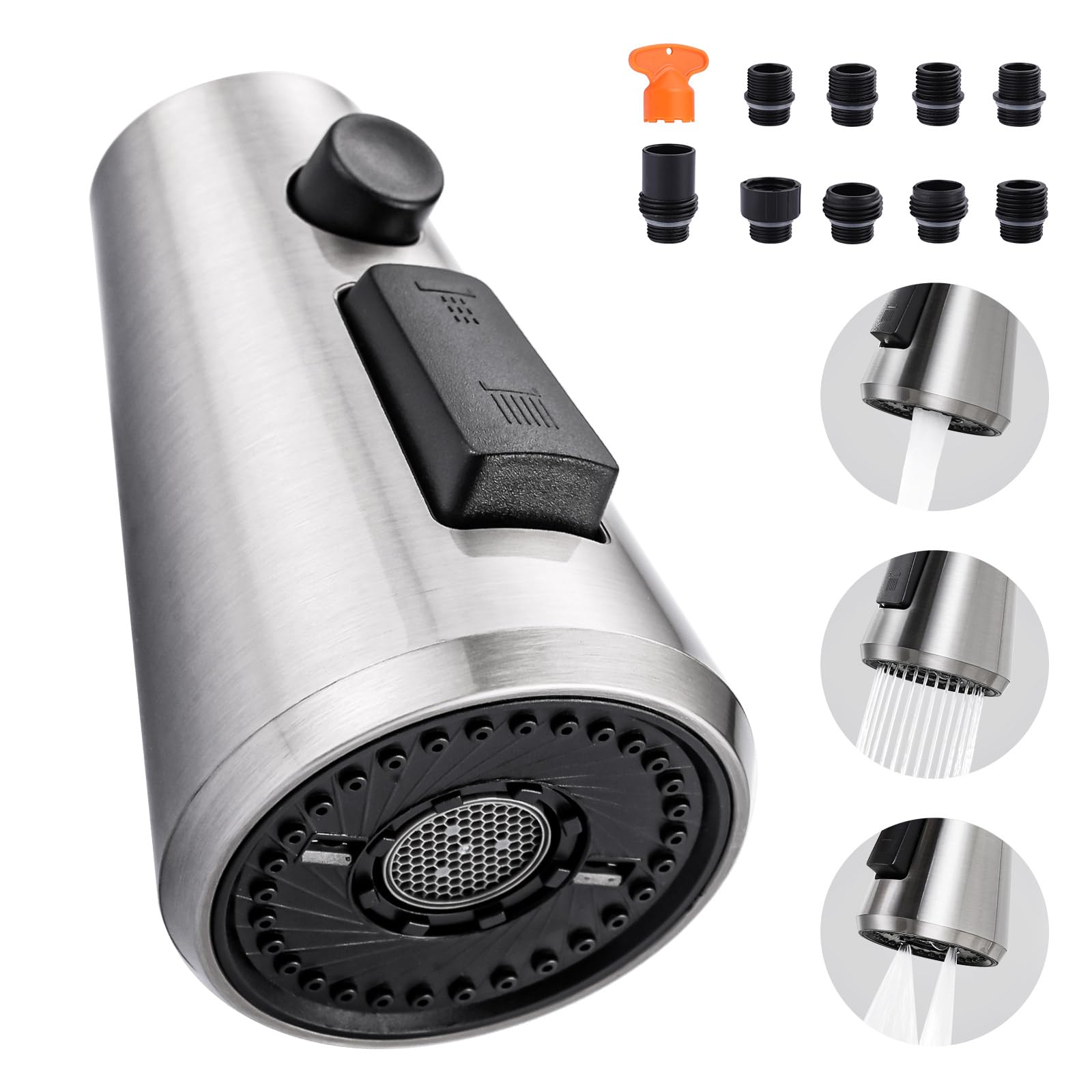 Amazon.com: ALEASHA Pull Down Spray Head for Kitchen Faucet,3-Function ...