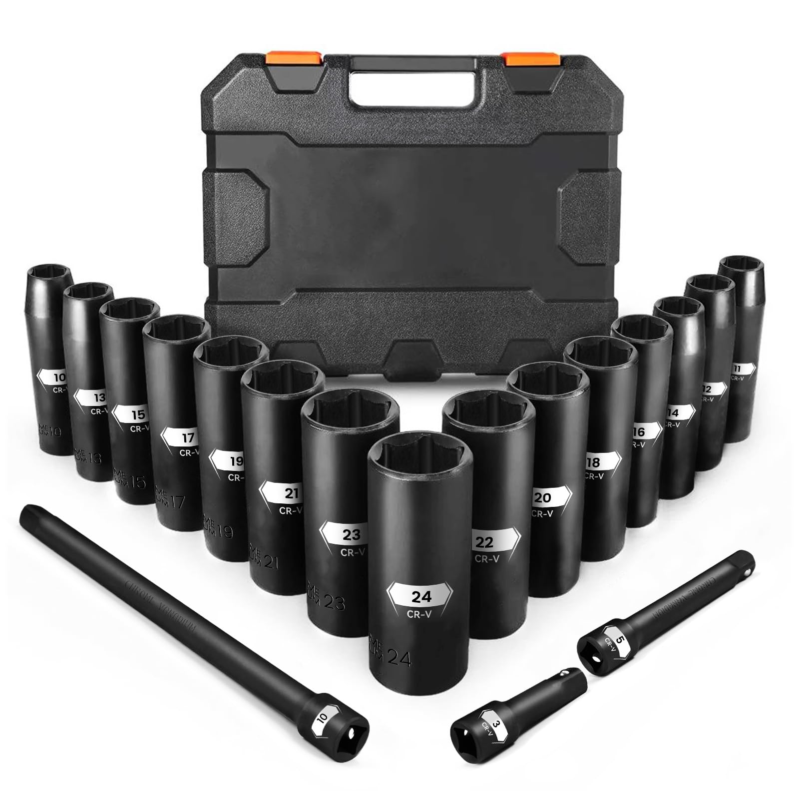 Snapklik.com : BLACKROBOT 18PCS 1/2-Inch Impact Deep Well Metric Socket ...