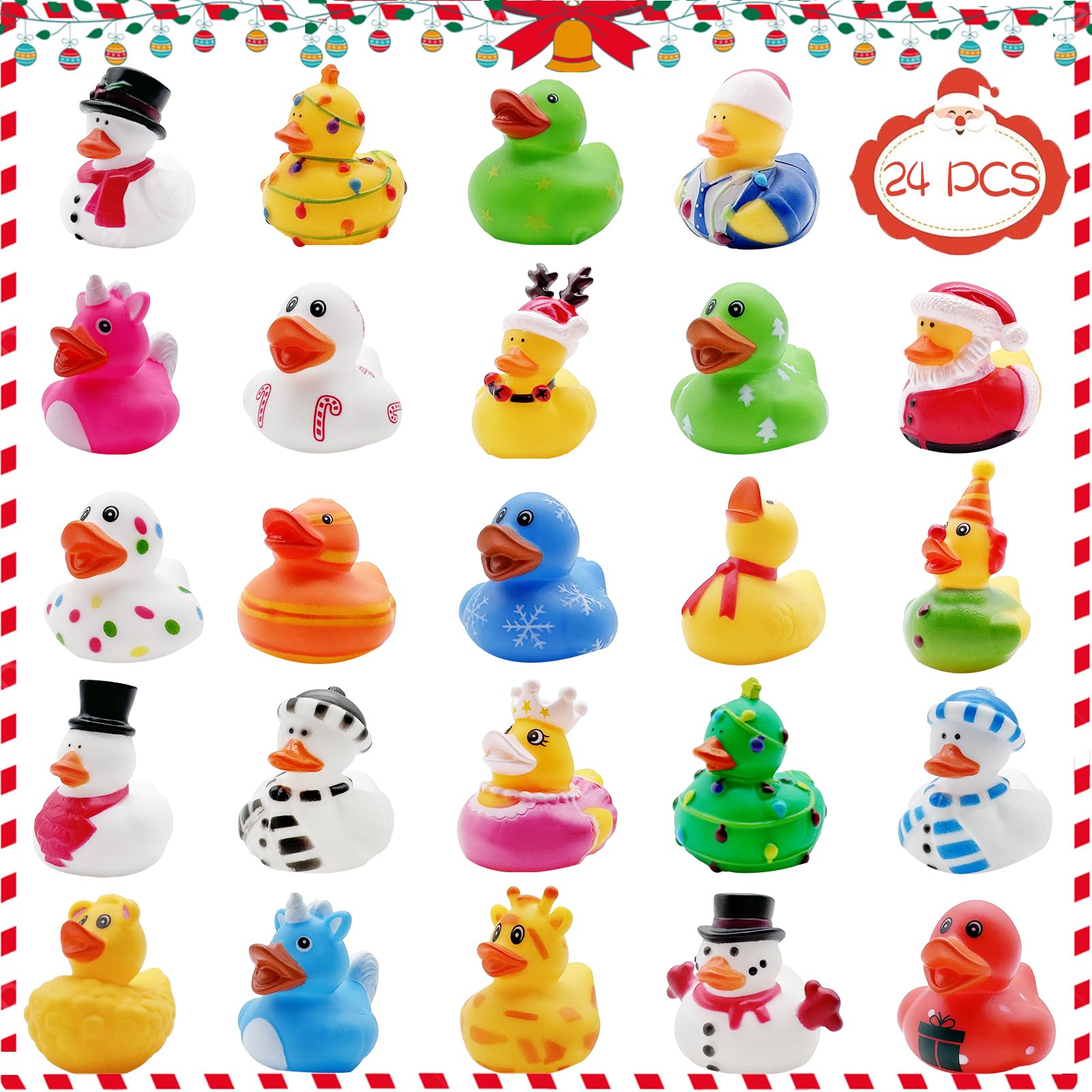 Amazon.com: 24 PCS Christmas Rubber Ducks，Baby Bath Toys Assorted ...