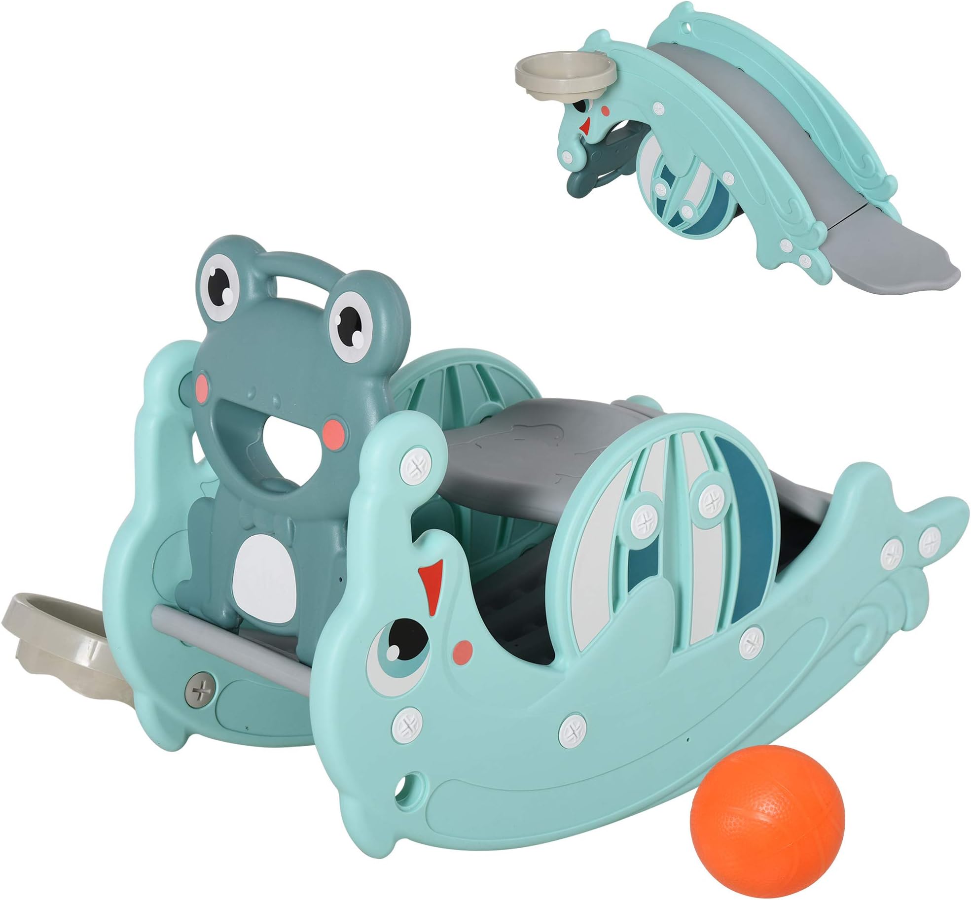 Amazon.com: Qaba 3-in-1 Kids Portable Slide Rocking Horse Toy with ...