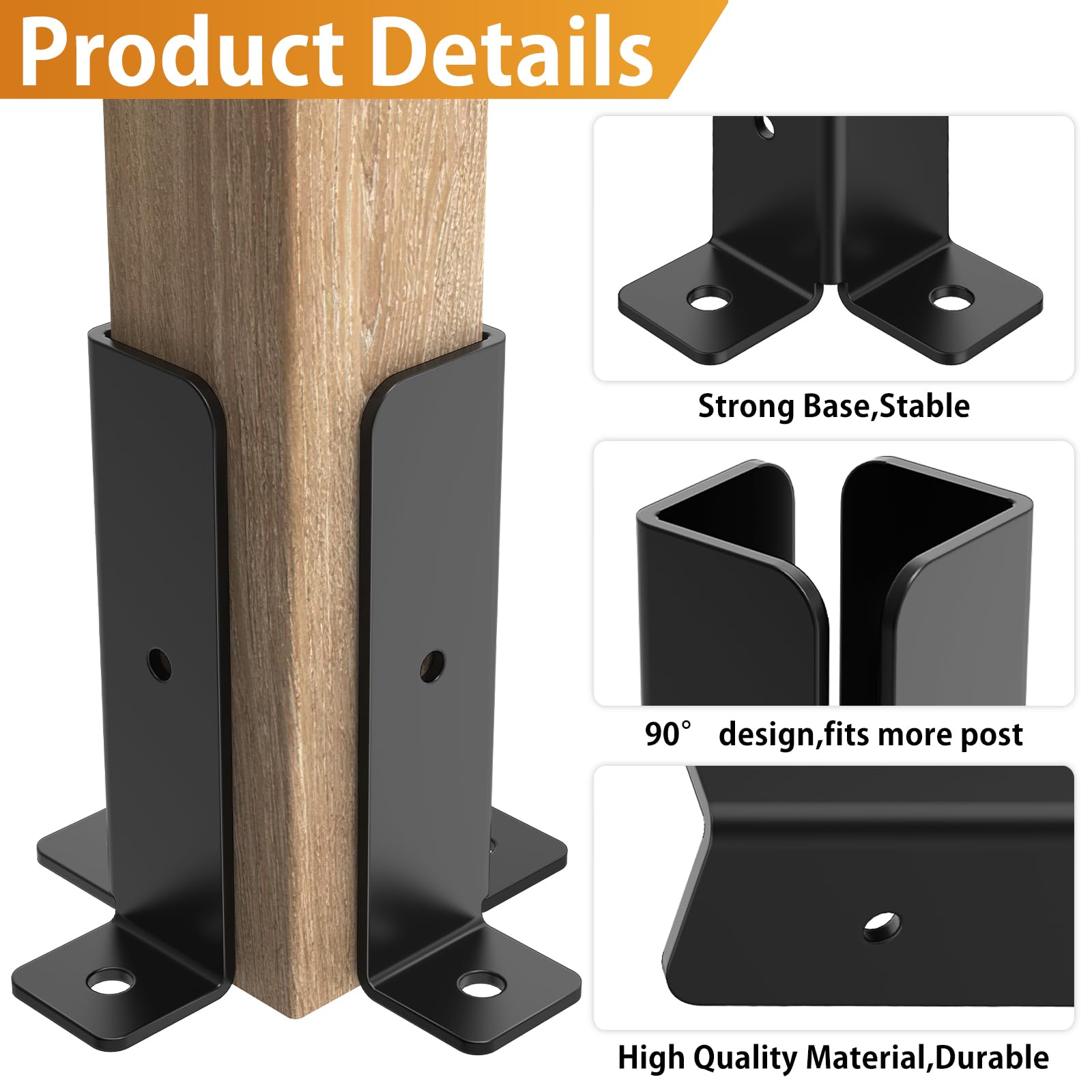 Snapklik.com : 8 Pcs Adjustable Deck Post Anchor Brackets - Fit 1.5x1.5 ...