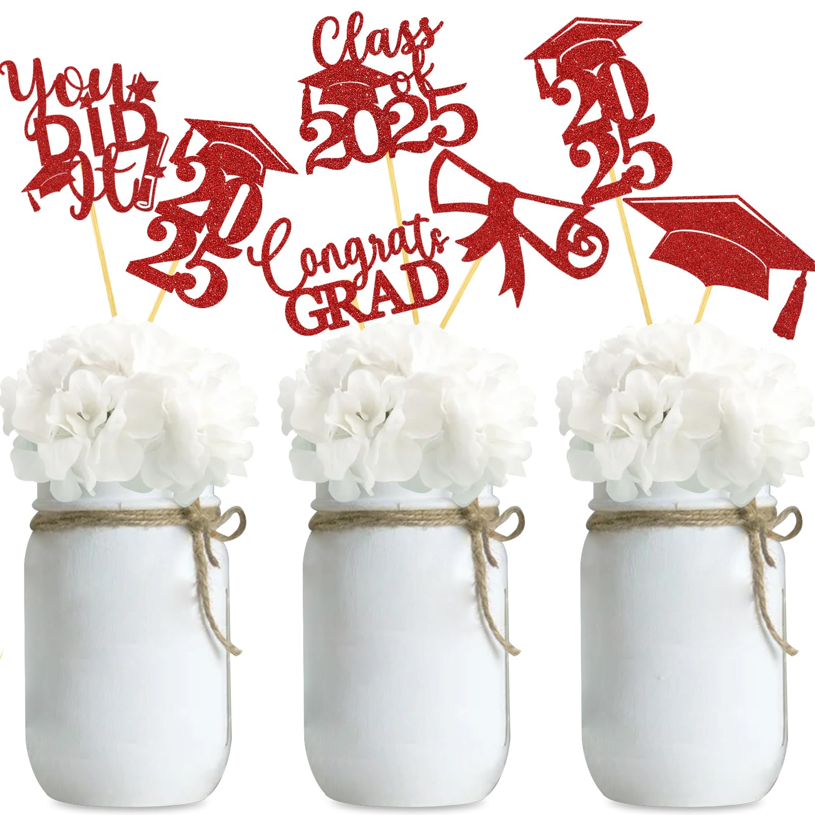 Amazon.com: Graduation Centerpiece Sticks 24PCS Glitter Grad Picks ...