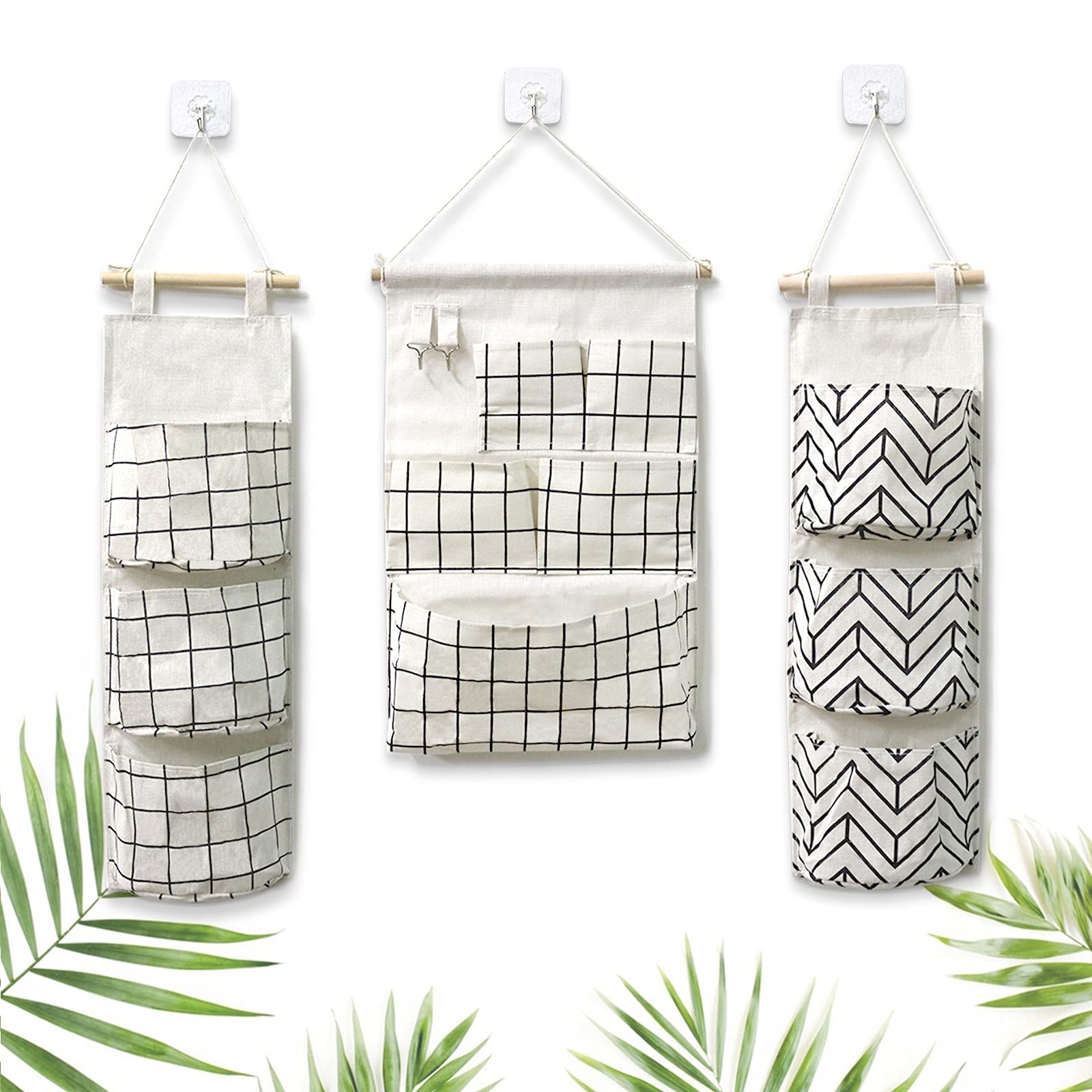 3Pcs Wall Closet Hanging Storage Bag, Waterproof Over The Door Closet ...