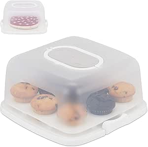 Relaxdays Cake Box, Square, Portable, Cake & Muffins, Dishwasher Safe ...