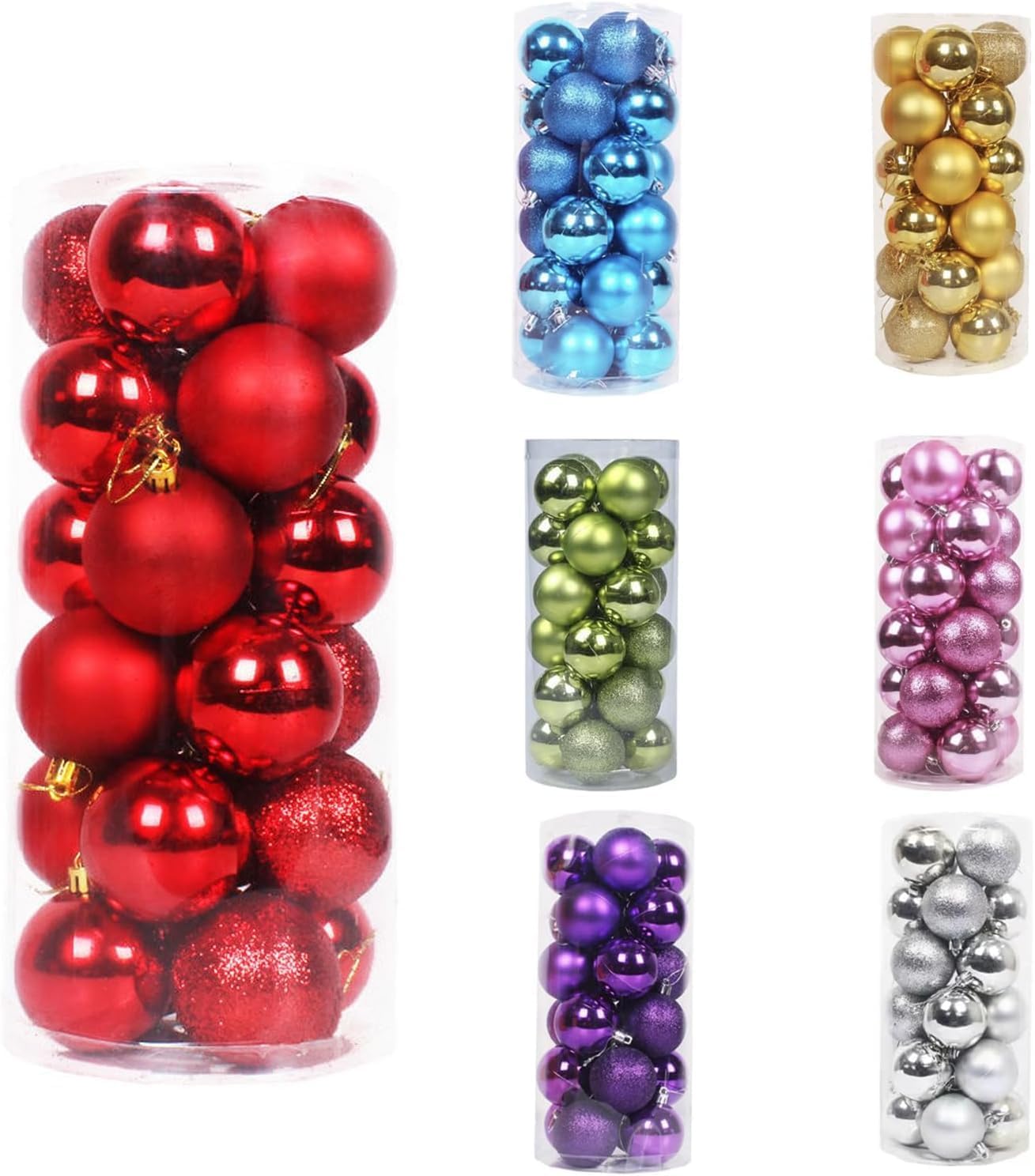 Amazon.com: klismas00 24Pcs Christmas Balls Ornaments, Set Decorations ...