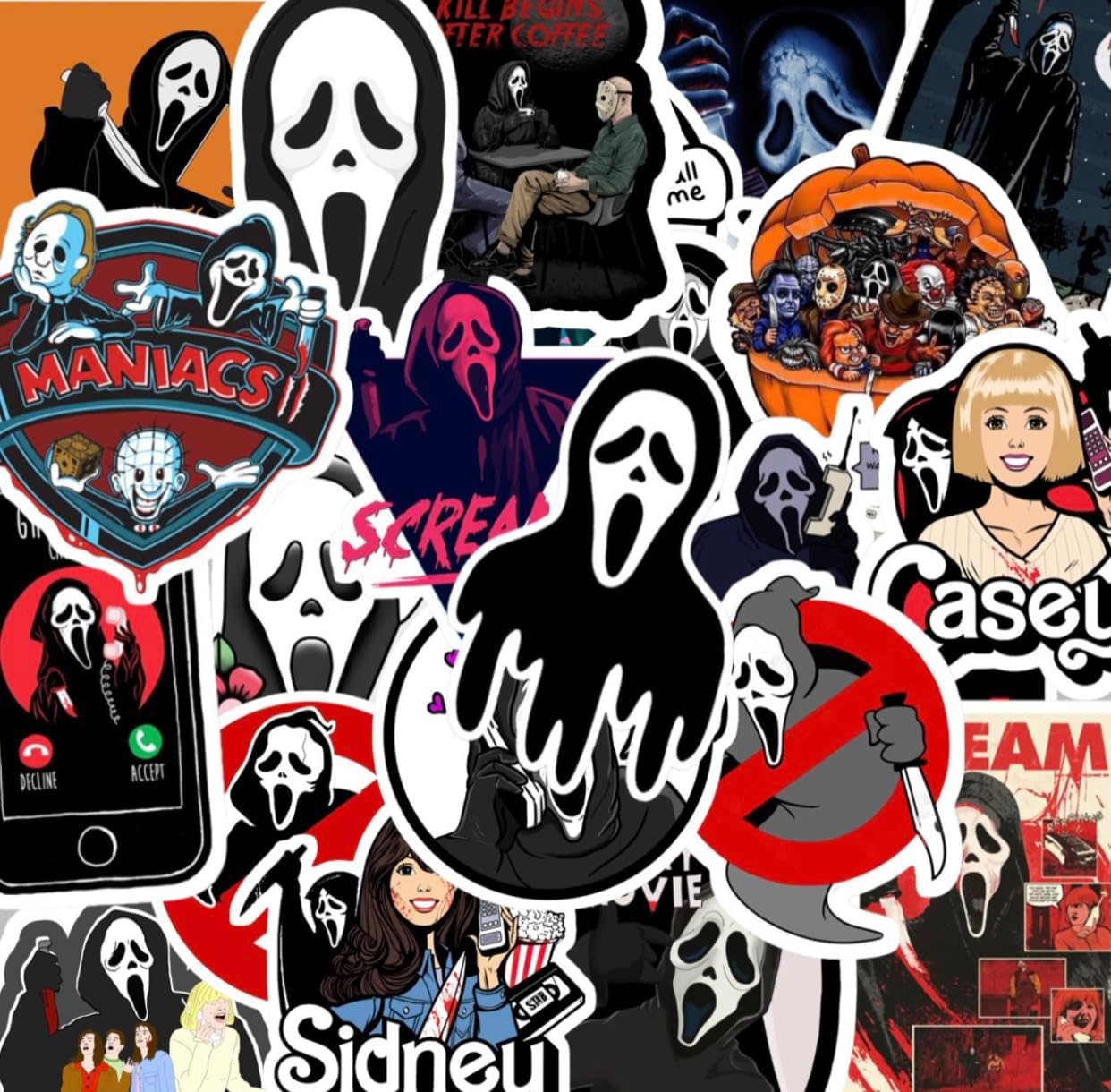 Amazon.com: Ghost face Scream Halloween Stickers (40 Piece) : Toys & Games