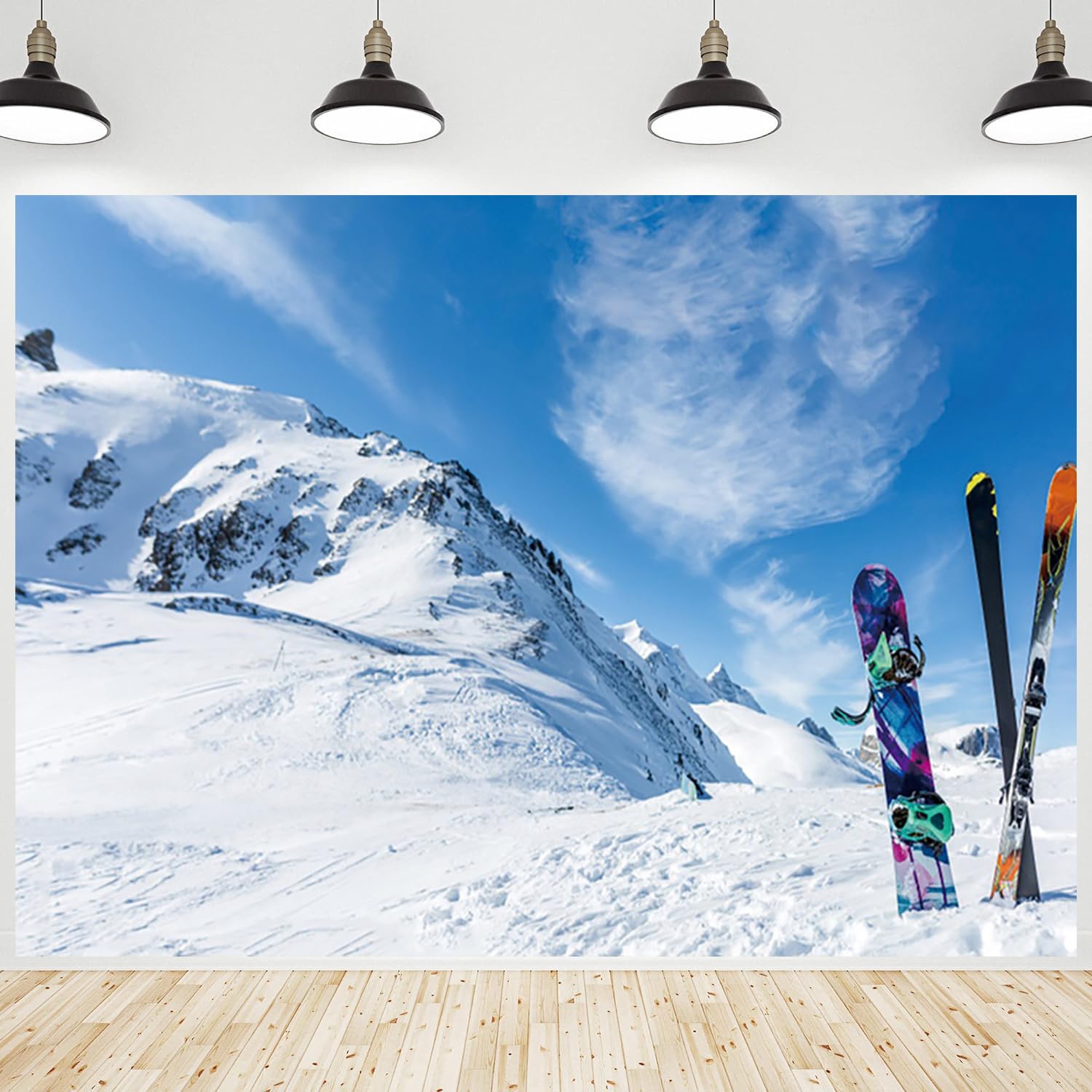 Amazon.com : CRTPOD Winter Ski Backdrop Snowy Alps Mountain Snowboard ...
