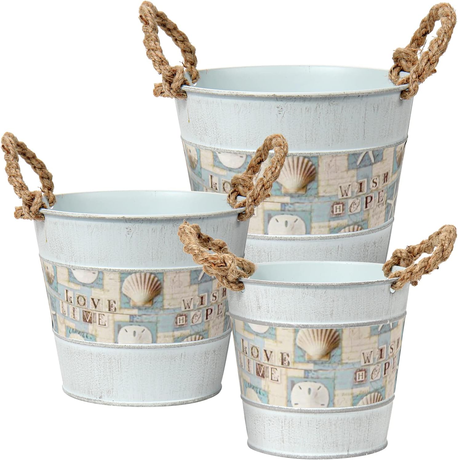 QT Shabby Chic Glazed Ceramic Seaside Home Plant Pot/Holder/Planter ...