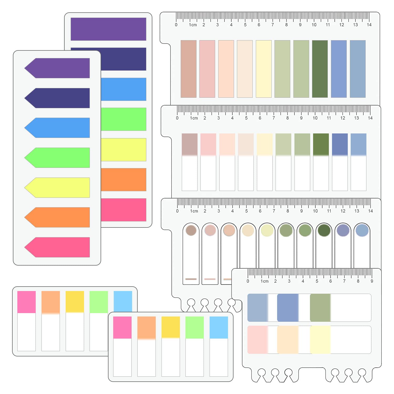 Buy TSHAOUN 1140 Pcs Index Tabs with Ruler, Sticky Notes s Colored ...
