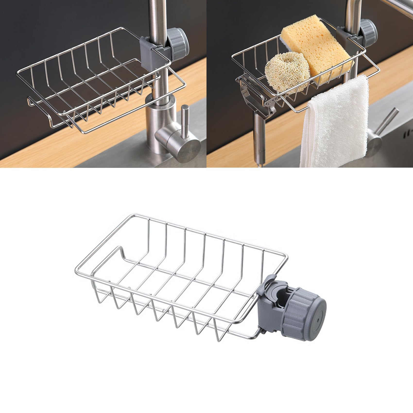 Amazon.com - lengll Stainless Steel Sink Sponge Holder - Adjustable ...
