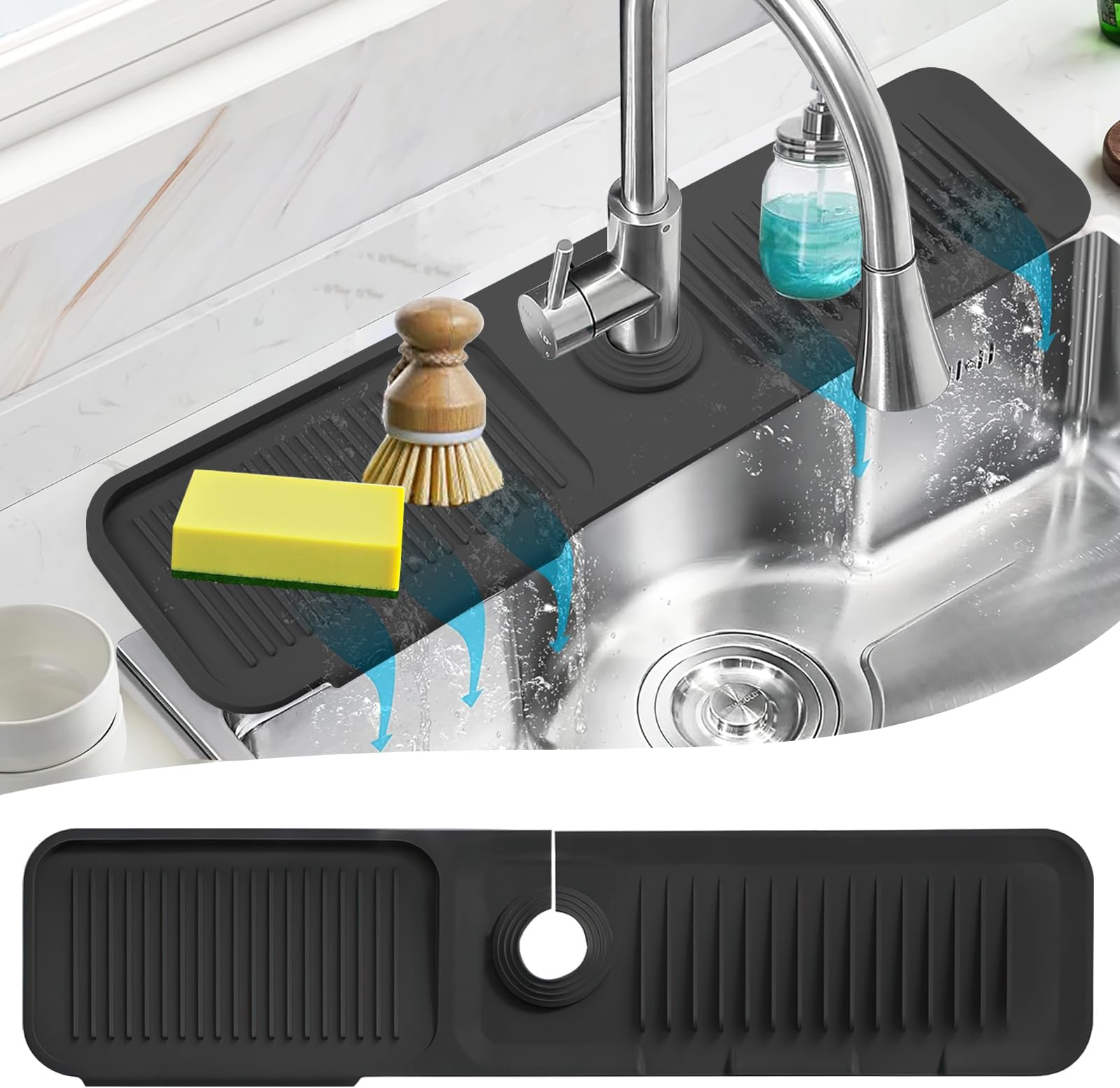 Amazon.com: Kitchen Sink Splash Guard, 20IN Longer Silicone Faucet ...