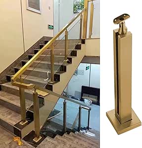 Amazon.com: Stair Handrails Glass Balustrade Posts Gold Heavy Duty Step ...