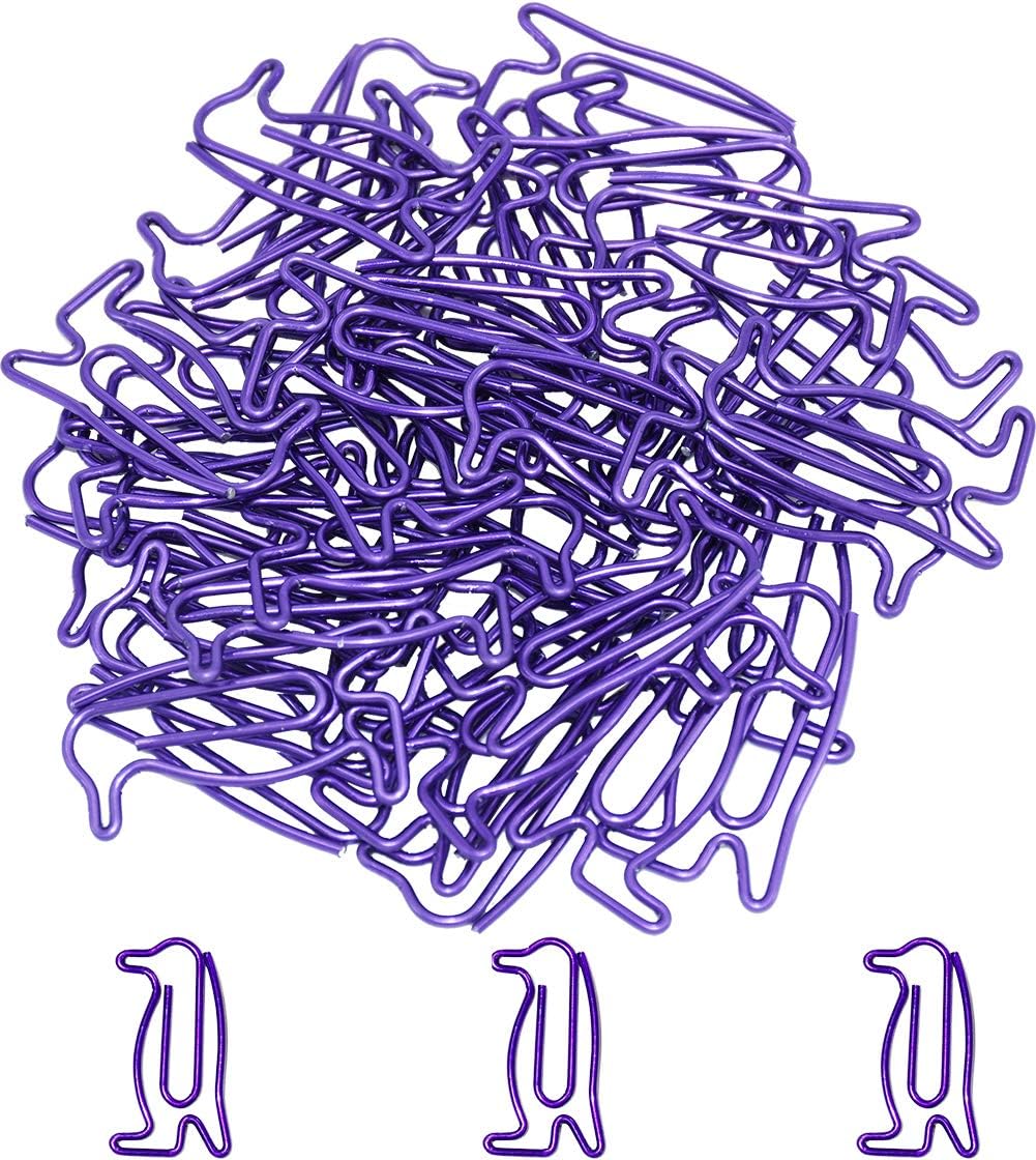Amazon.com : HiQin Cute Purple Paper Clips (Penguin Refill Pack) Funny ...