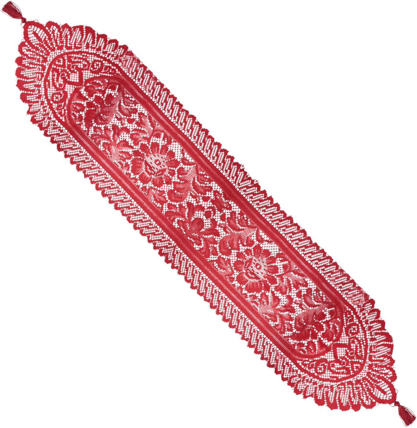 Amazon.com: yueton 1Pack Red Lace Table Runner Jubilant Banquet Table ...