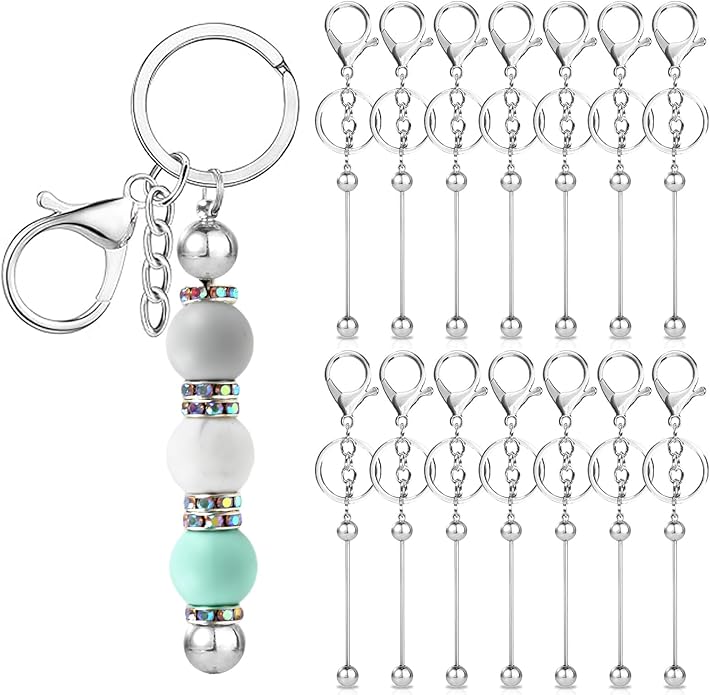 Amazon.com: Whaline 15Pcs Beadable Keychain Bars Bulk Metal Bead ...