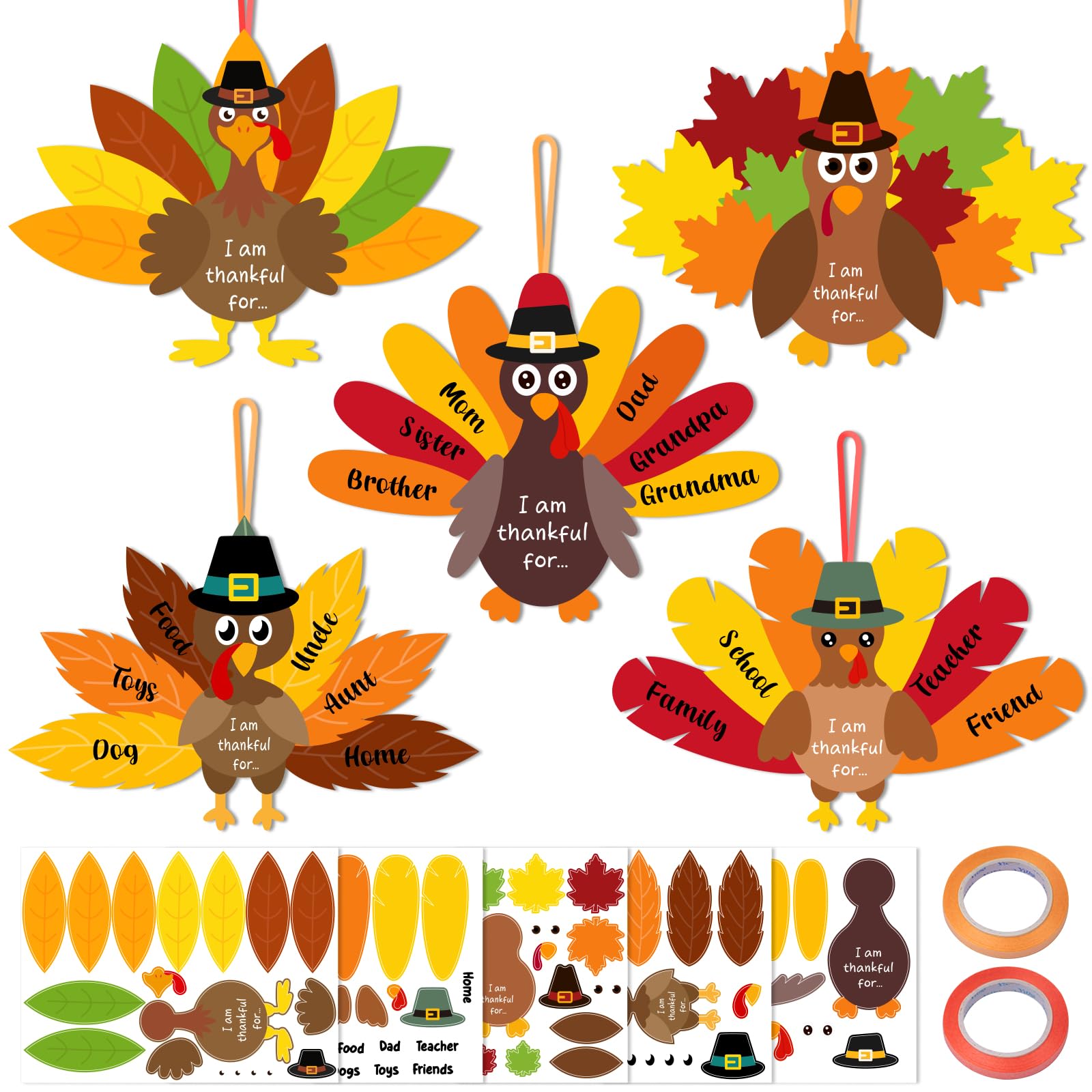 Amazon.com: 25Set Thanksgiving Crafts for Kids Make A Thankful Turkey ...