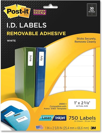 Amazon.com : Post-it Super Sticky Removable Identification Labels, 1 x ...