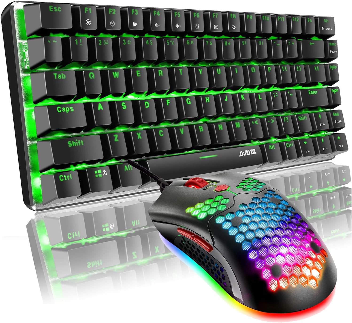 Amazon.com: Gaming Keyboard and Mouse and Mouse Pad,Wired Green Backlit ...