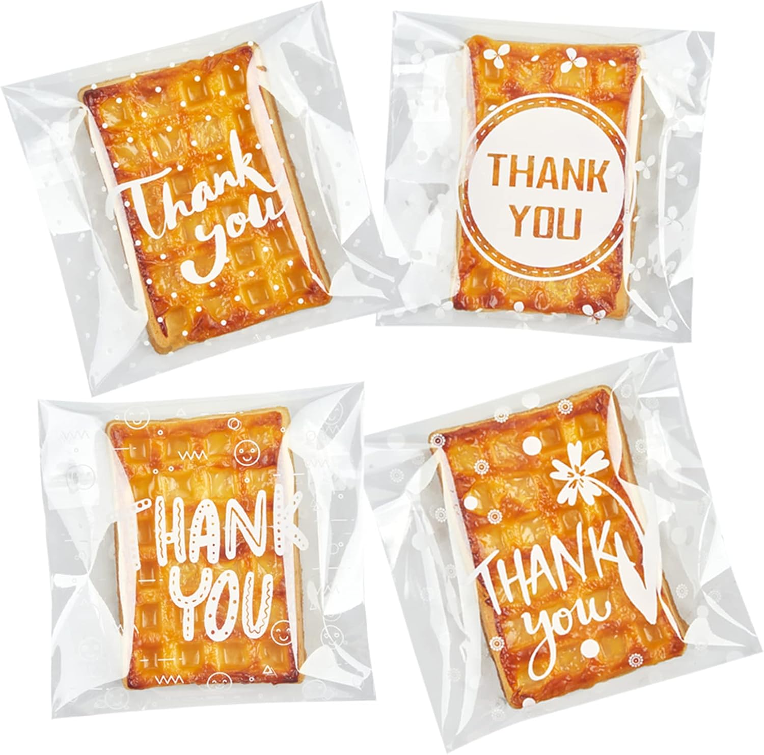 Amazon.com: Jutieuo 100pcs Self Adhesive Thank You Cookie Bags, 4x4 ...
