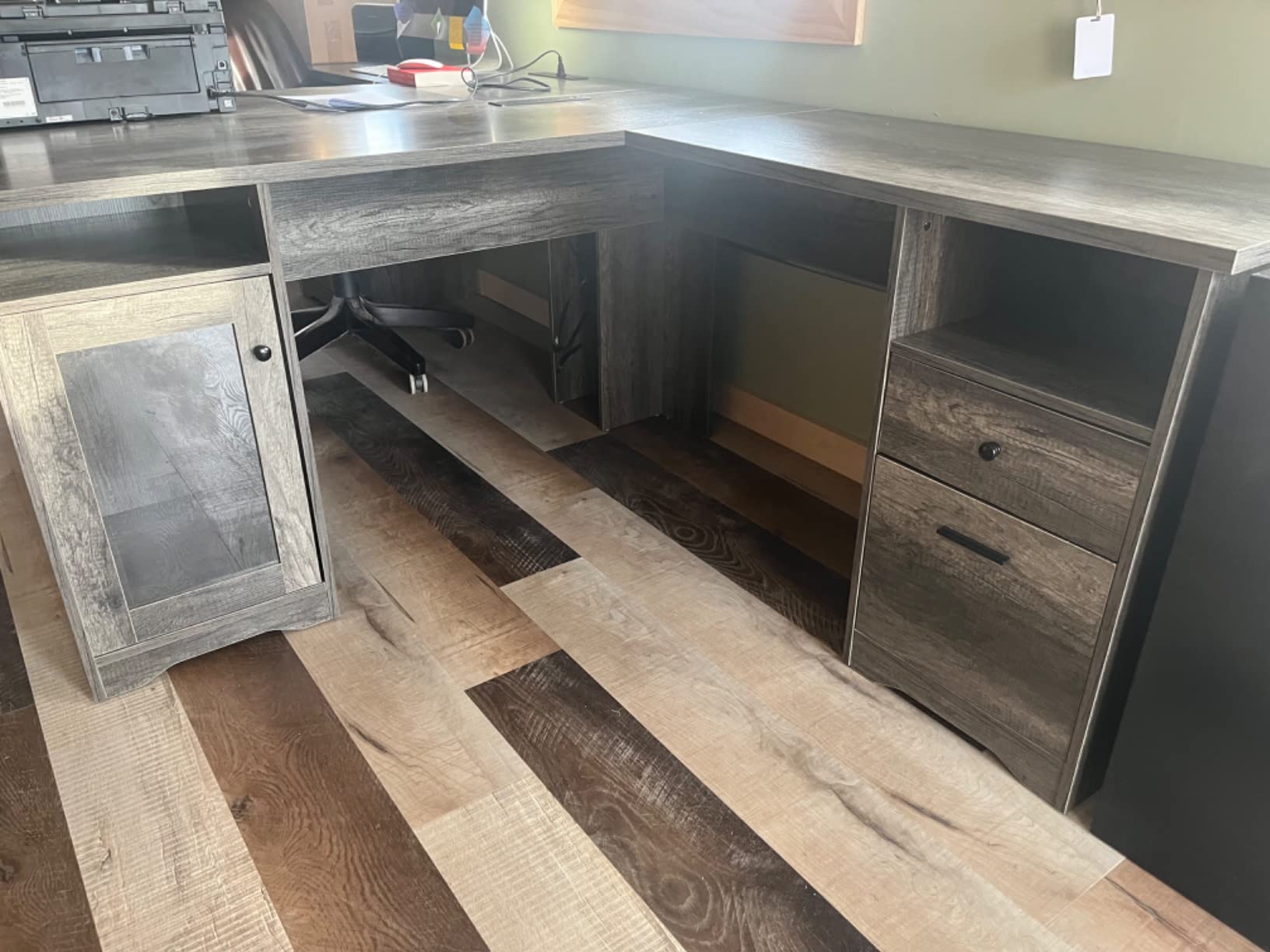 $31/mo - Finance Unikito L Shaped Desk with File Cabinet, Corner ...