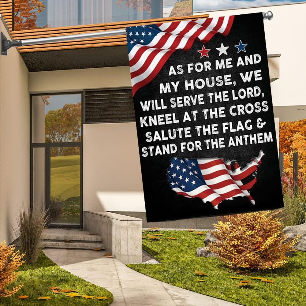 Amazon.com : Jesus Cross American Flag As For Me And My House We Will ...