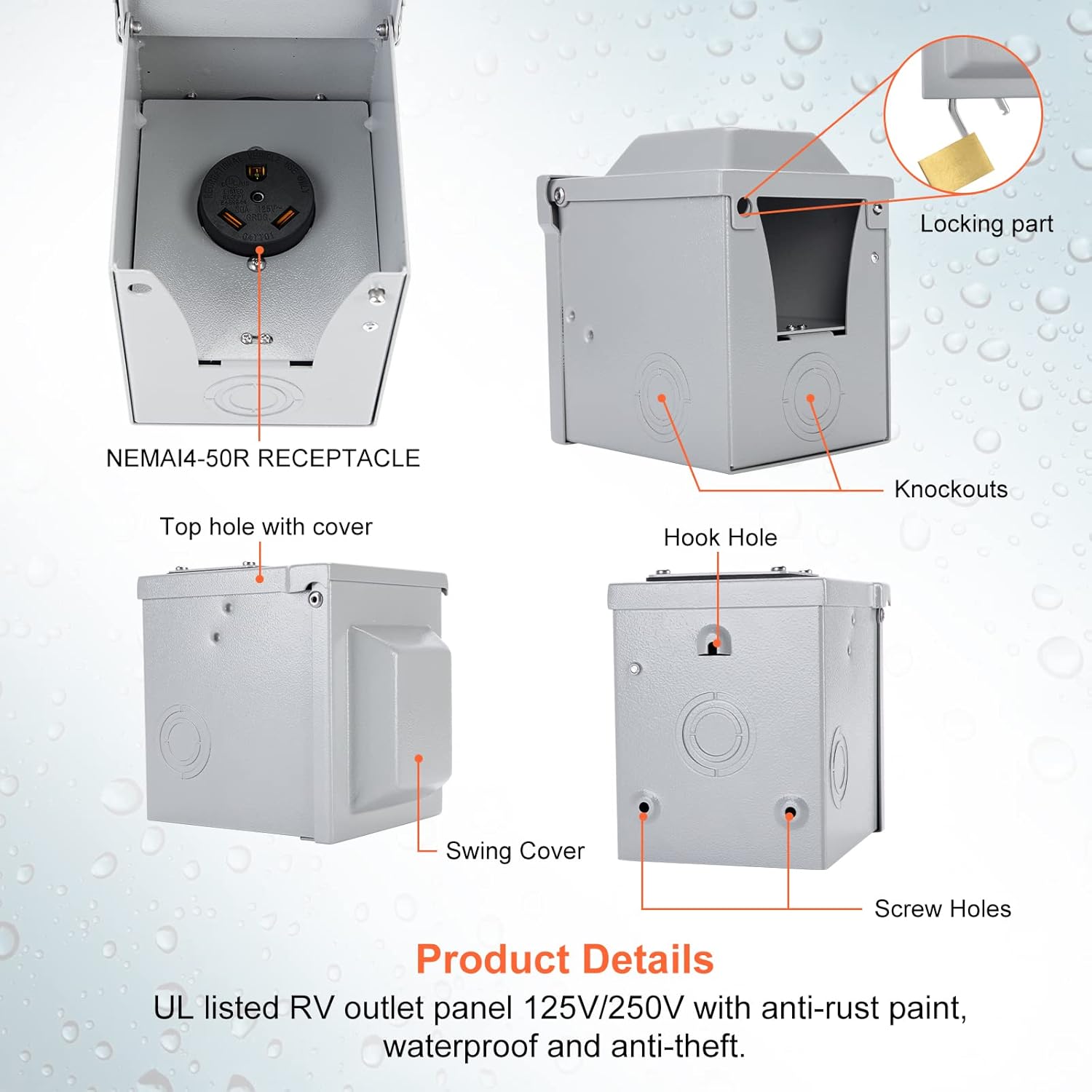 Buy WELLUCK RV Power Outlet Box| 30 Amp 125 Volt, NEMA TT-30R ...