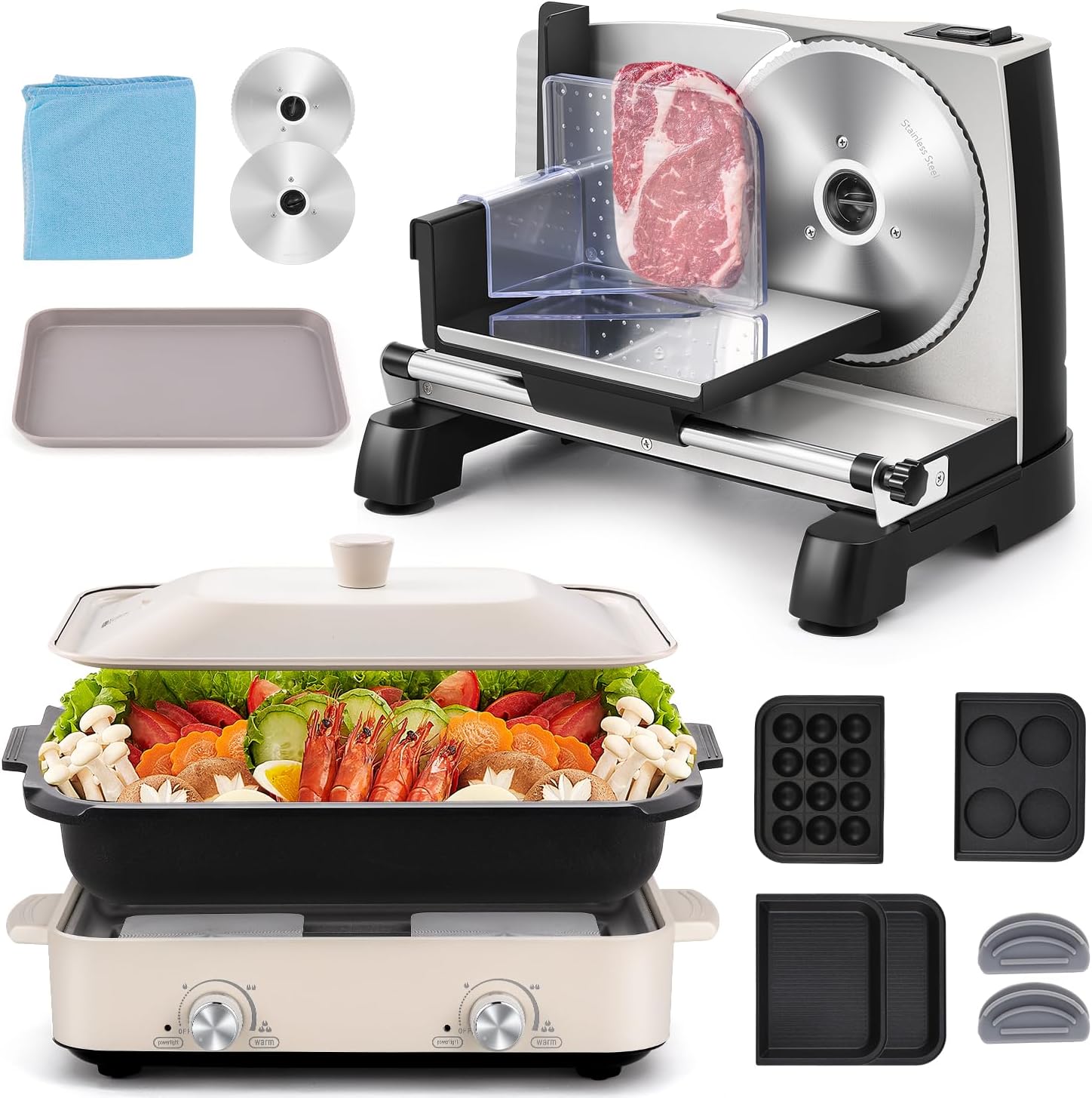 Amazon.com: Moongiantgo Electric Meat Slicer + Electric Hot Pot with ...