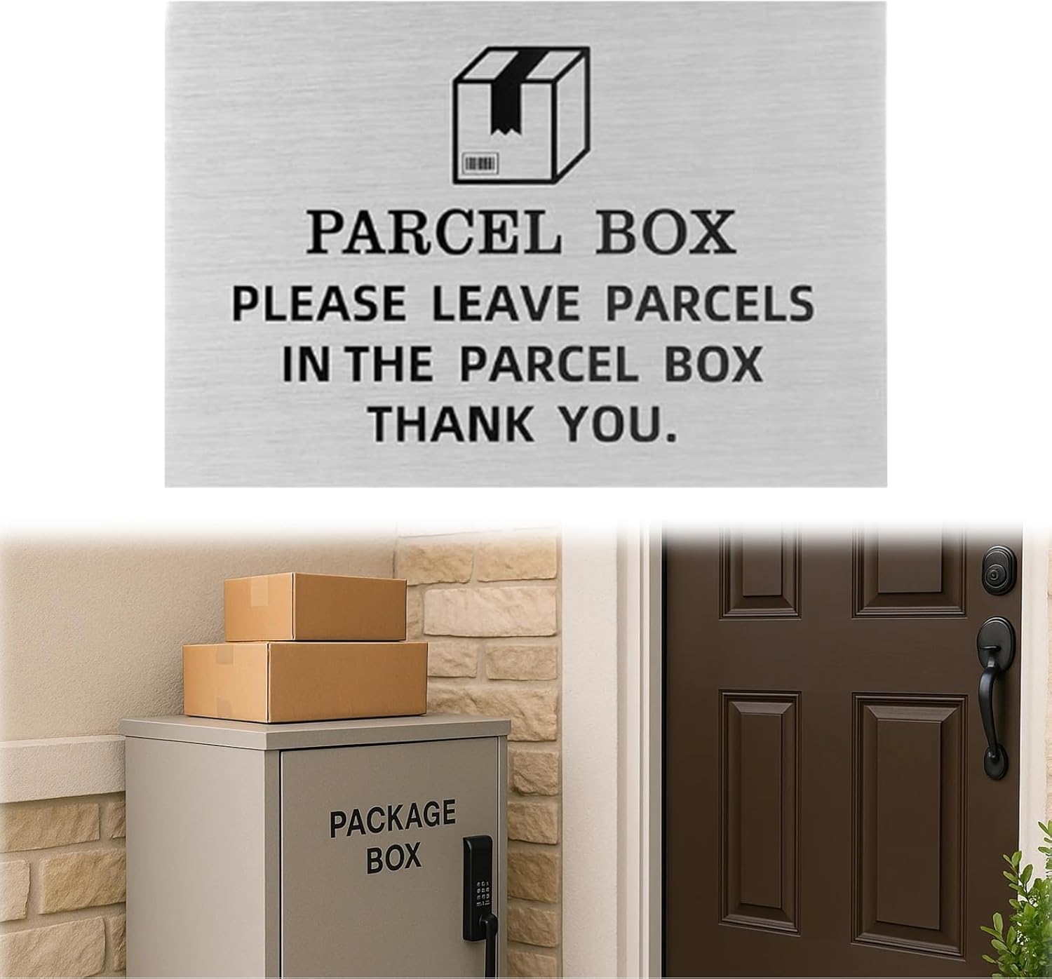 Parcel Box Sticker, Metal Parcel Box Sign for Outside, 15X10CM Please ...